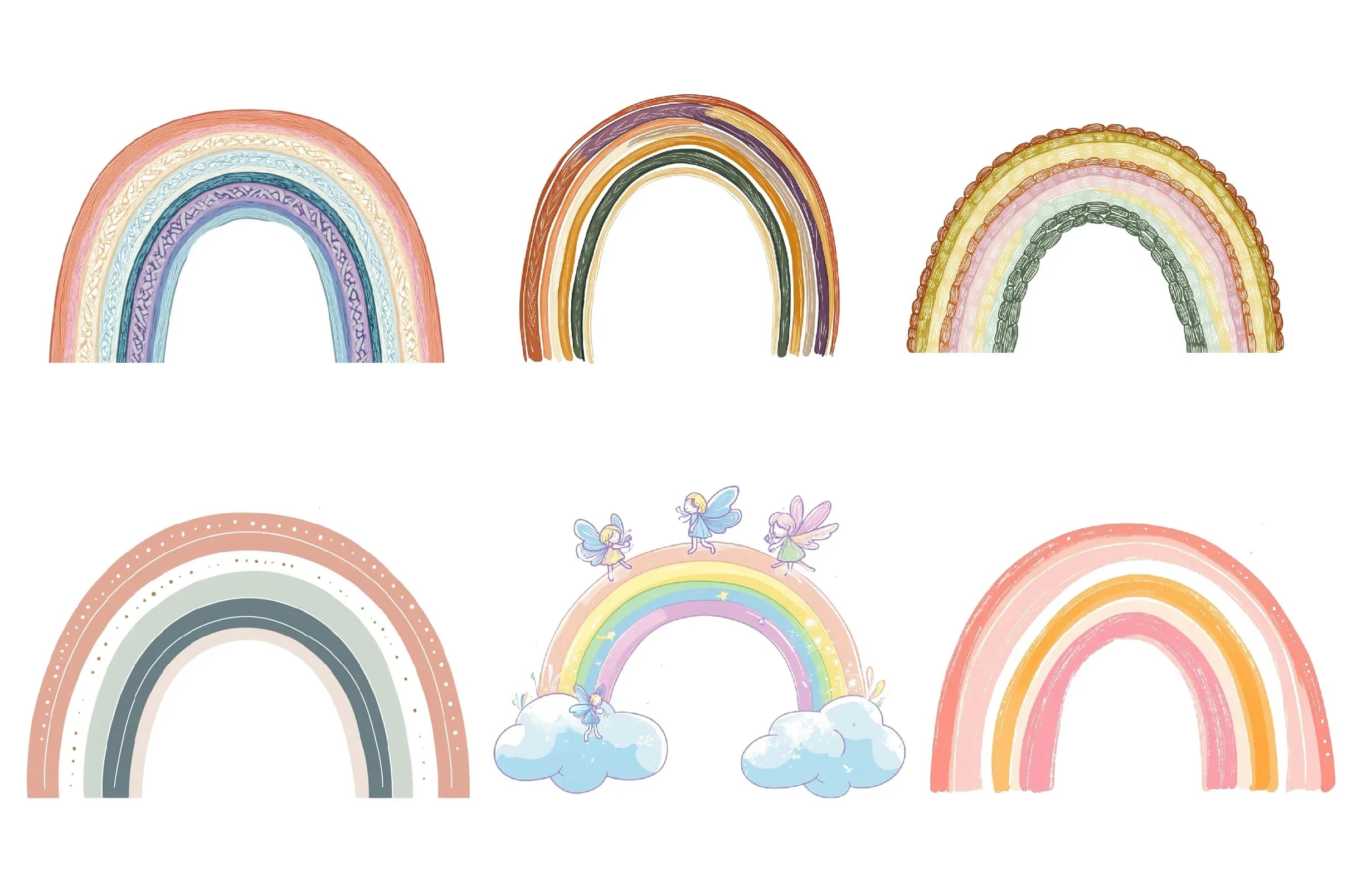 Boho Rainbow Clipart Bundle