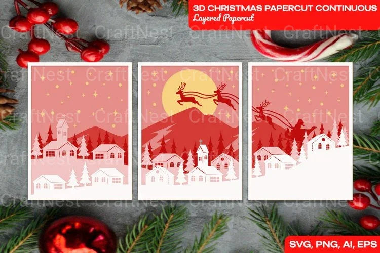 3D Christmas Cut Layered SVG Bundle