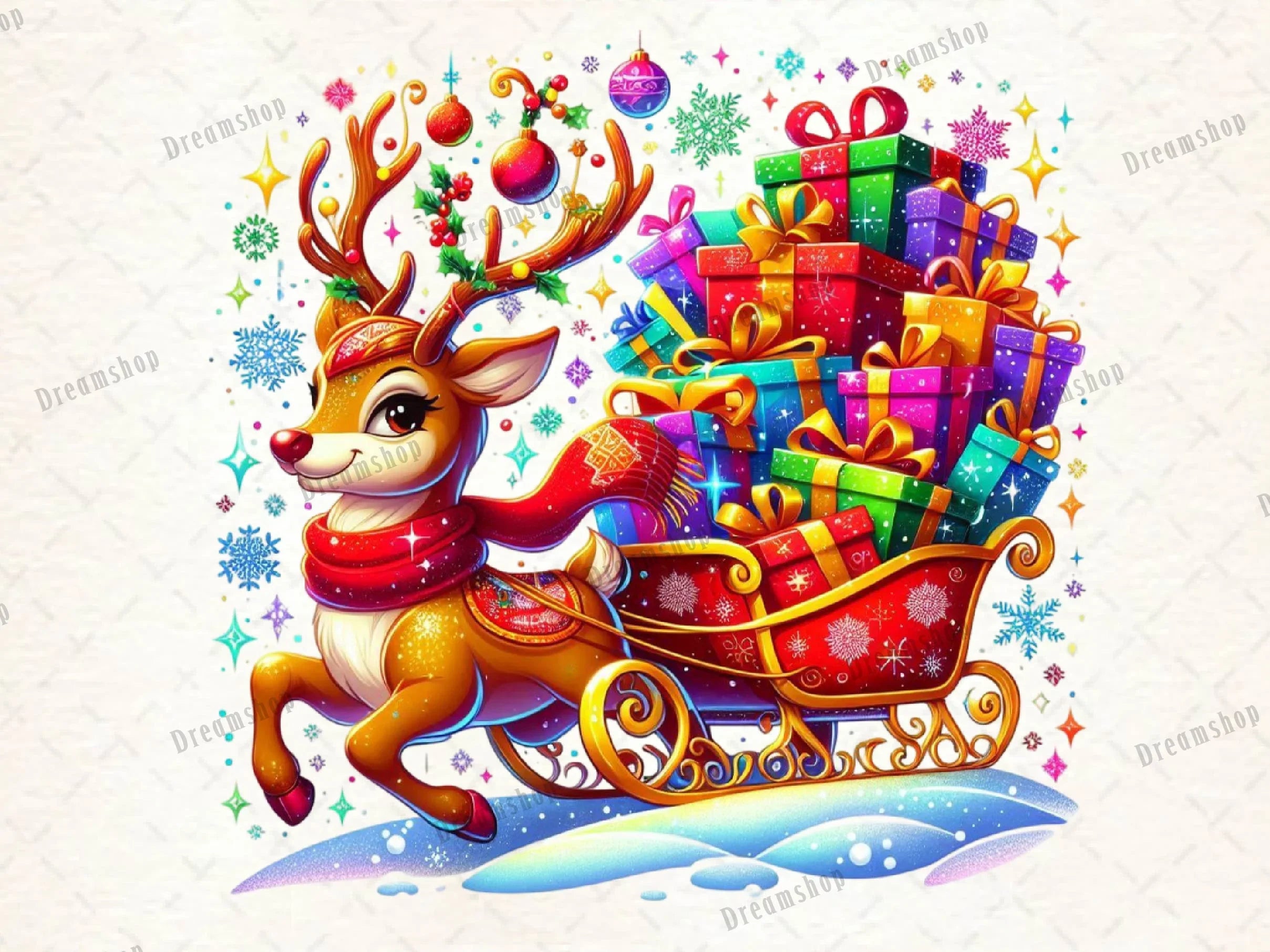 Festive Reindeer Clipart Bundle