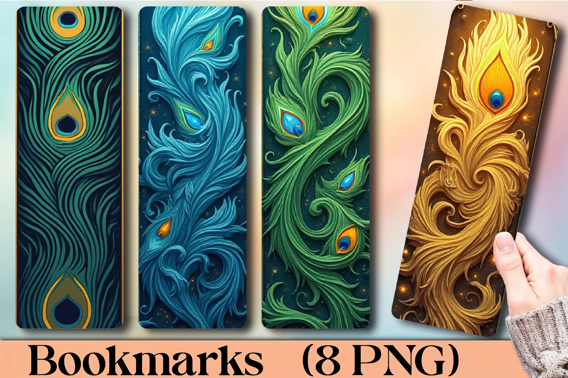 Magical Peacock Feathers Bookmark Journal