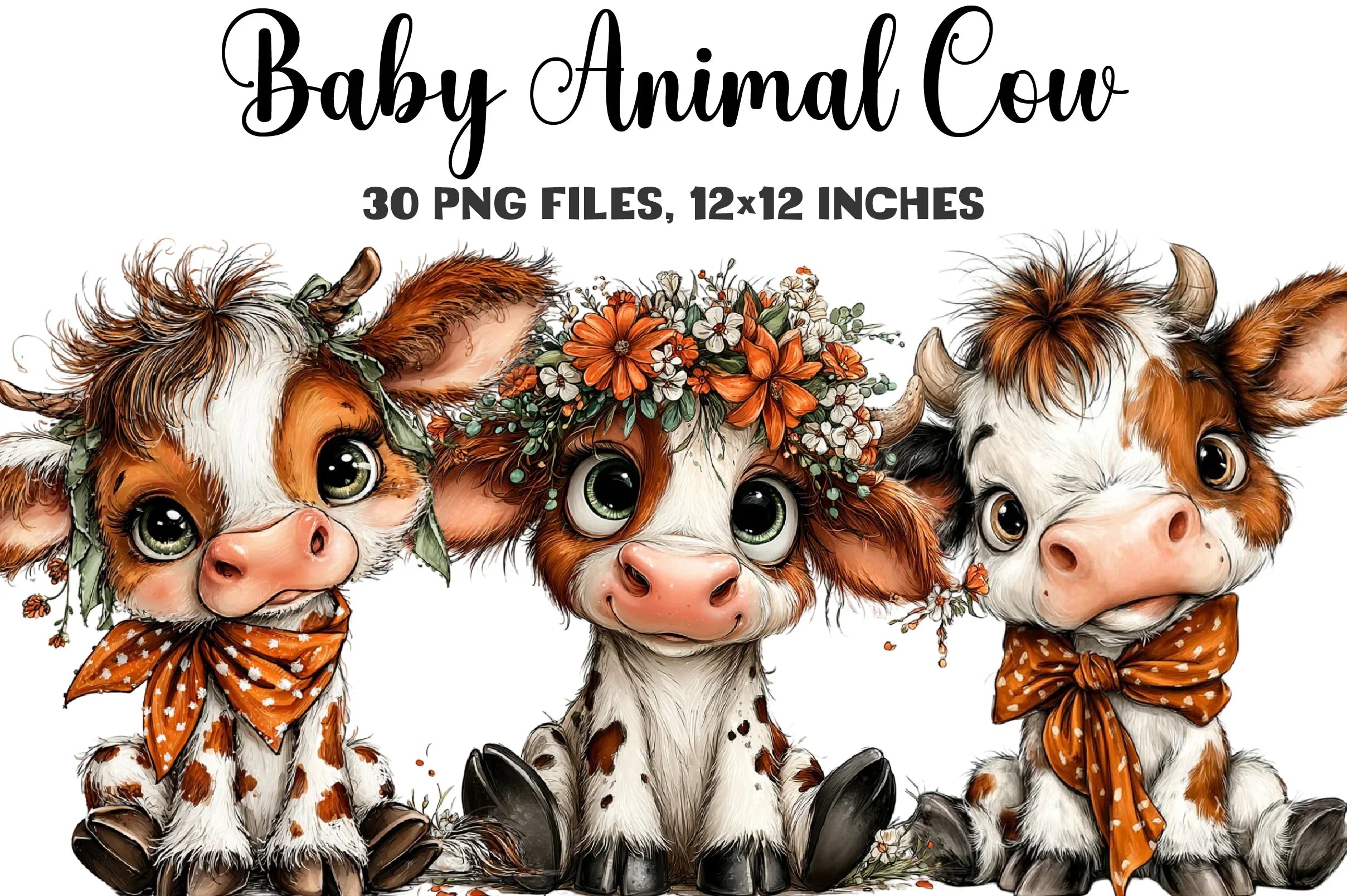 Baby Cow Clipart Bundle