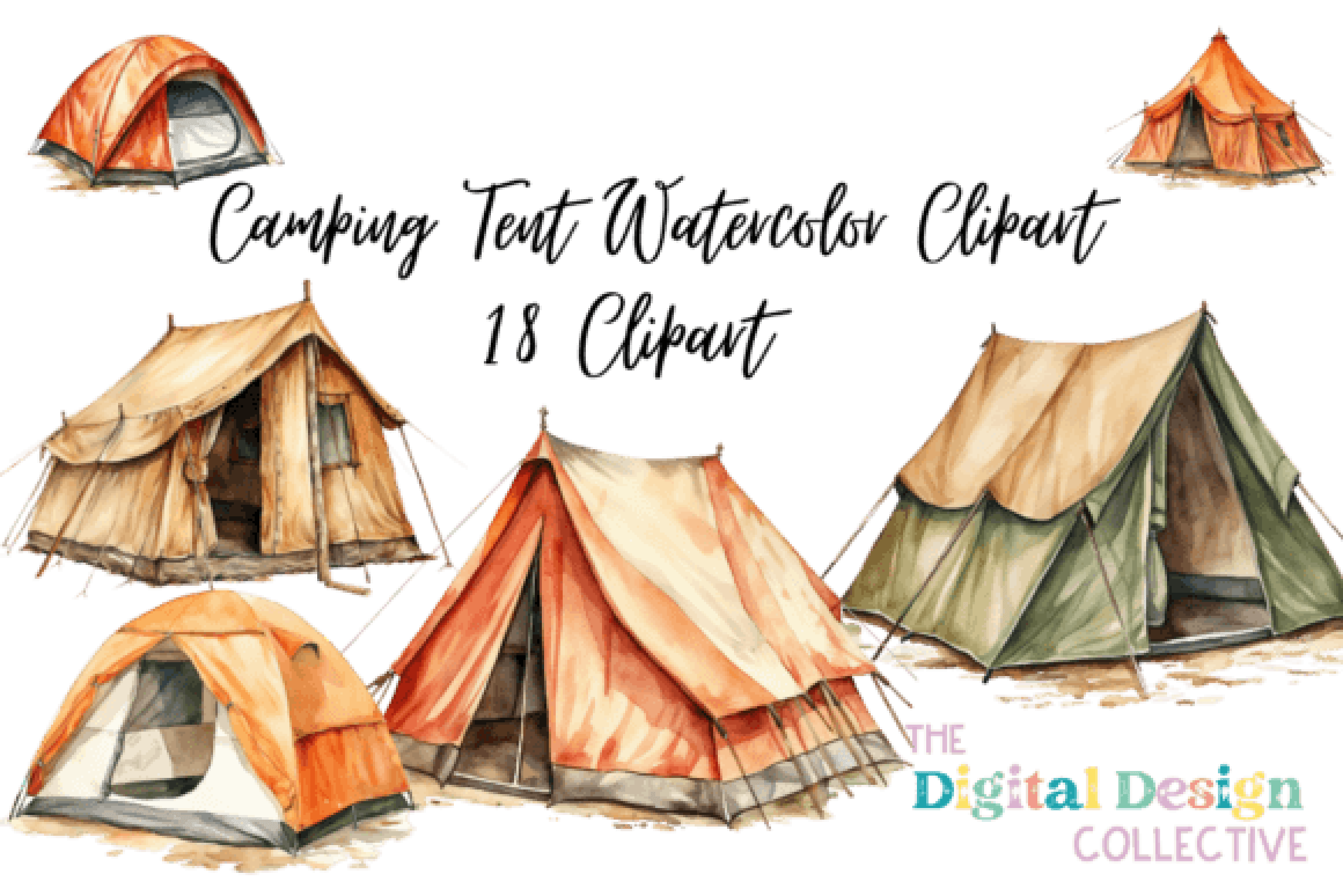 Camping Tent Clipart Bundle Illustration