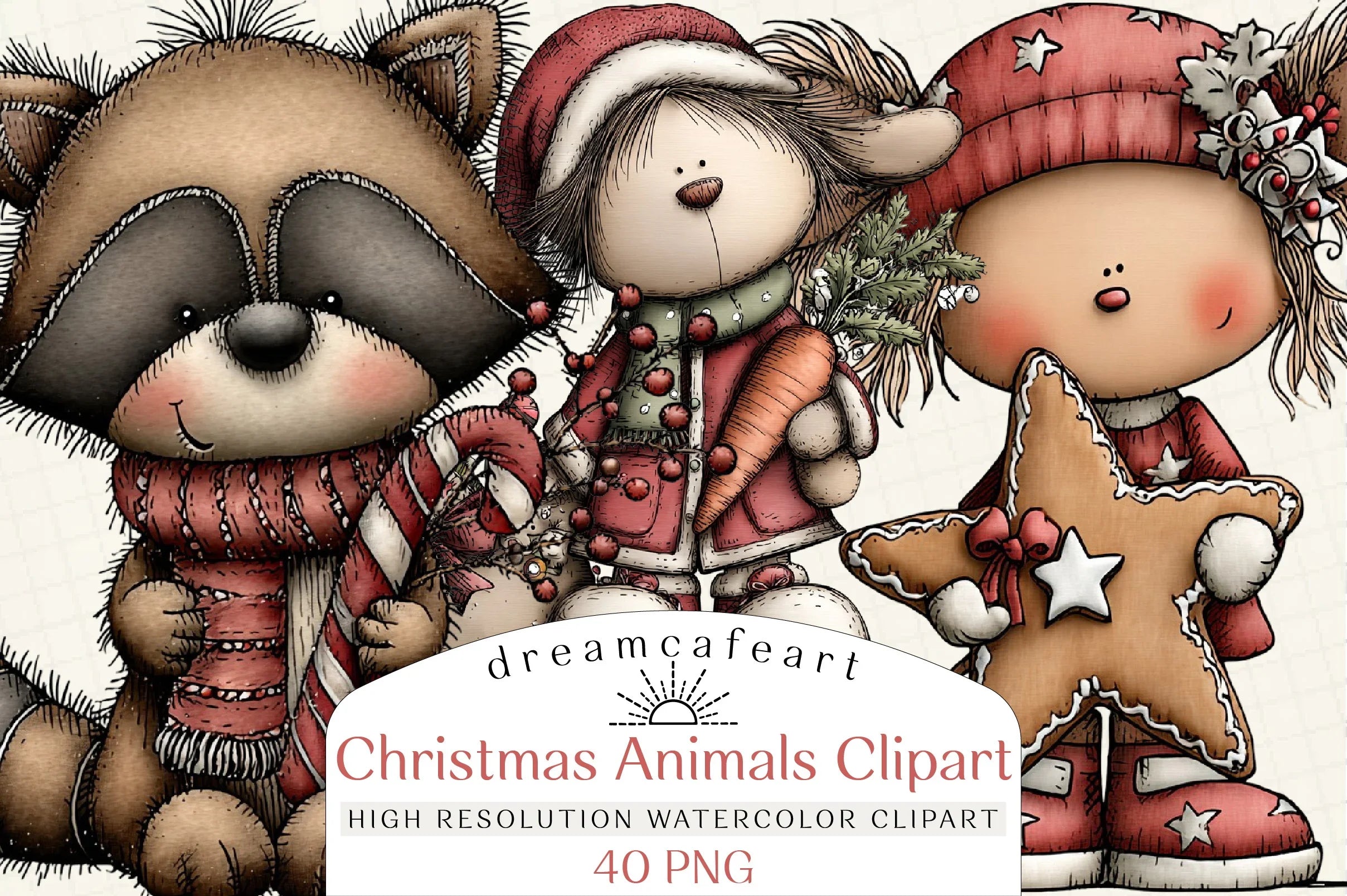 Christmas Woodland Animals Clipart Bundle
