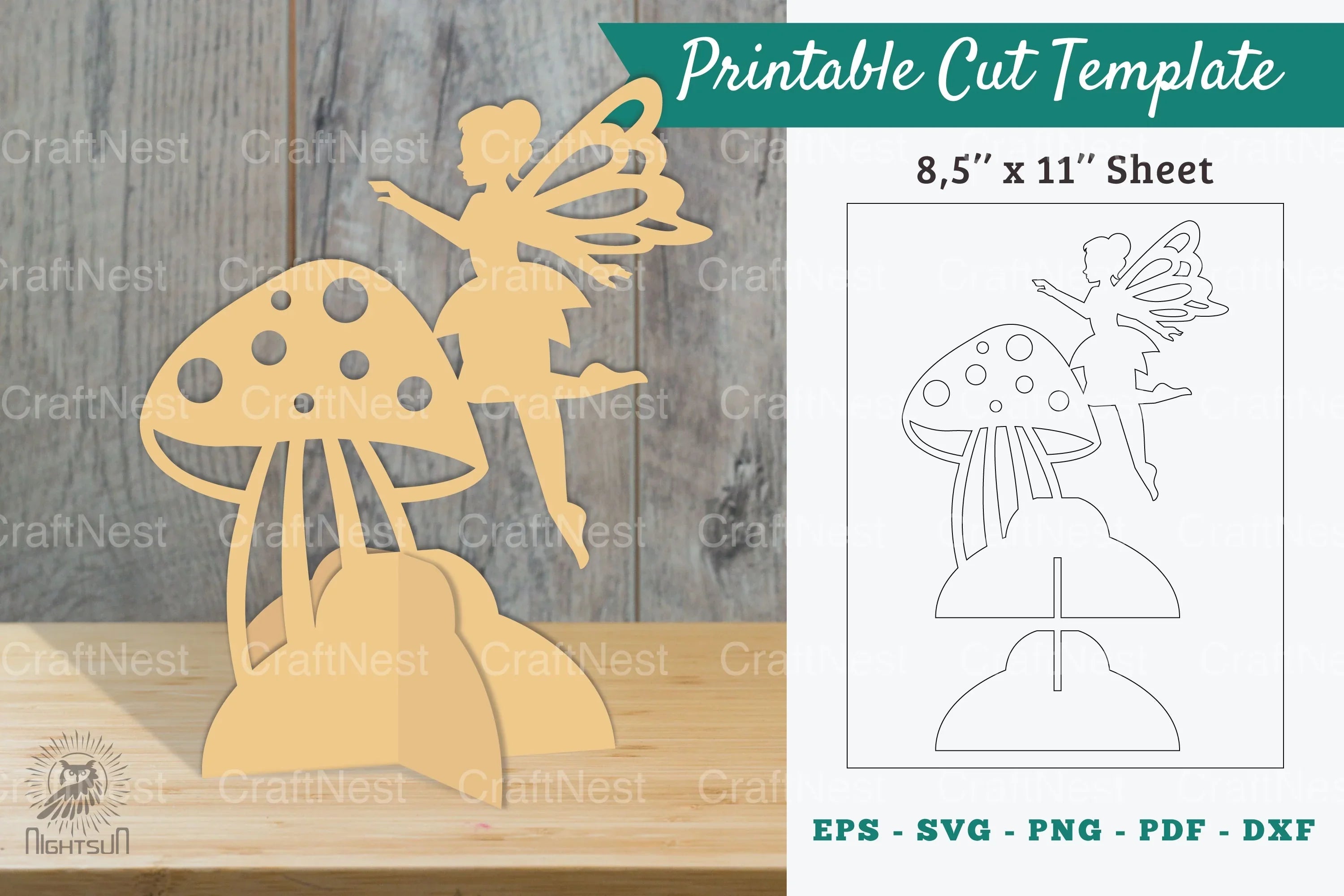 Fairy Printable Cut Template Clipart Bundle
