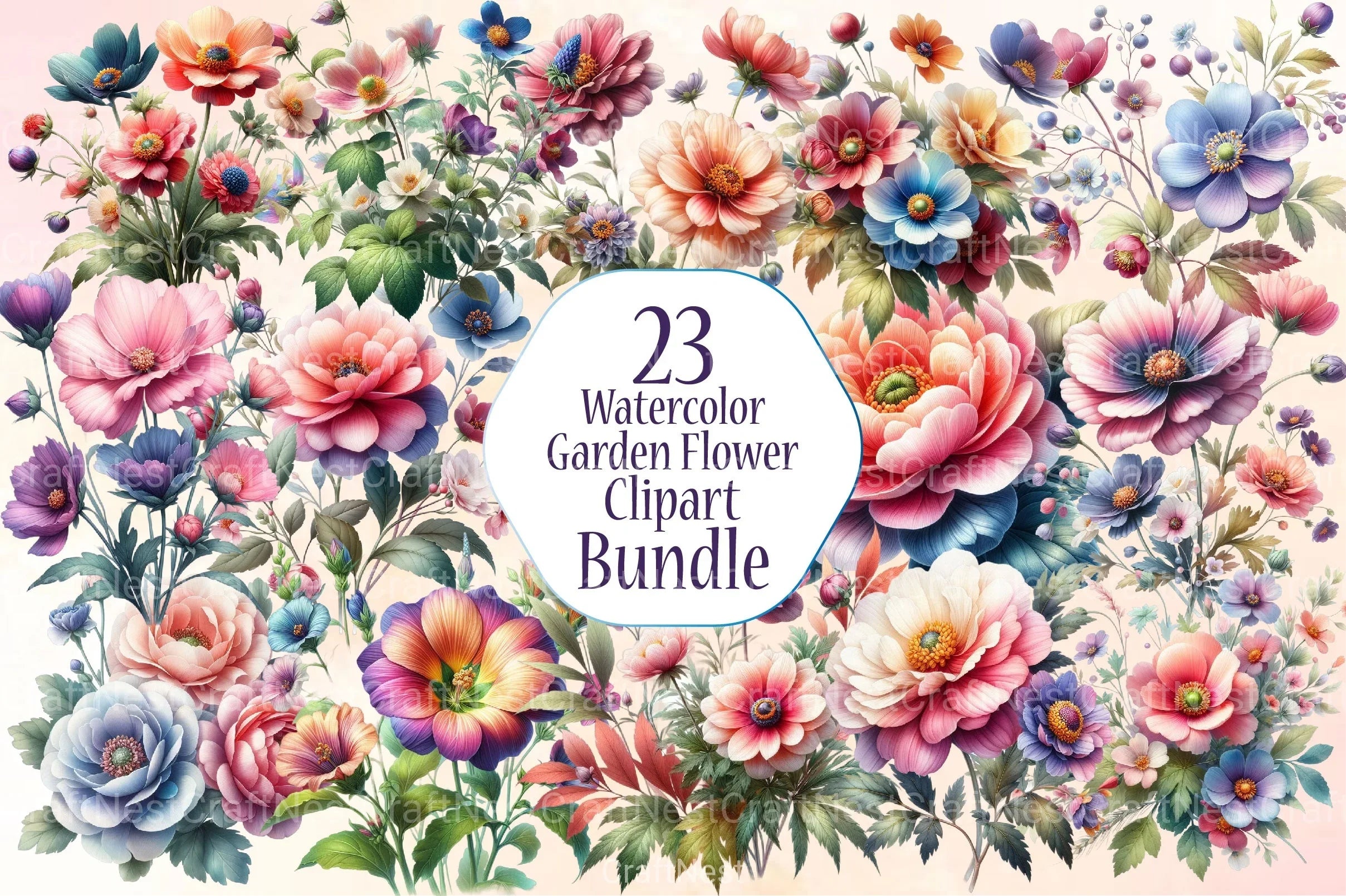 Garden Flowers Clipart Bundle