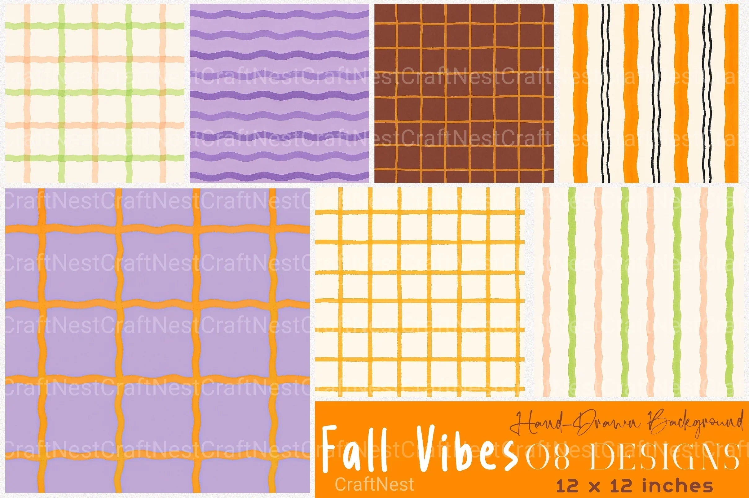 Fall Vibes Hand Drawn Background Clipart Bundle