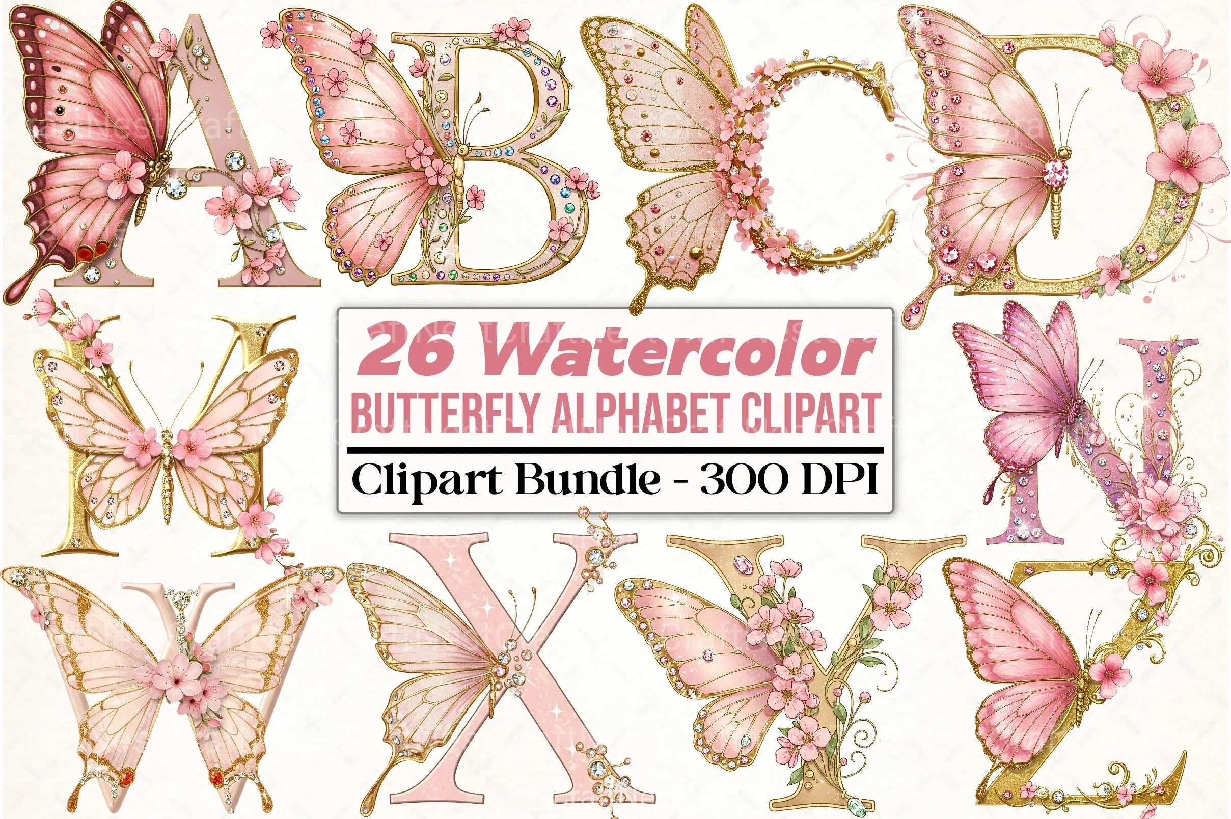 Butterfly Alphabet Clipart Bundle