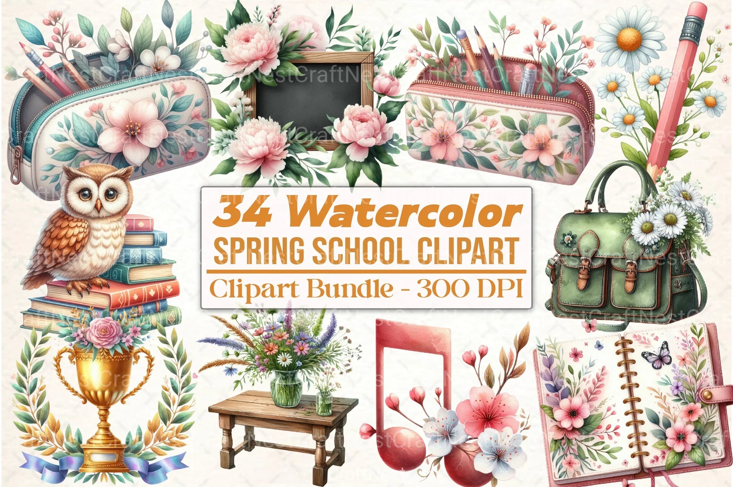 Spring School Clipart Bundle