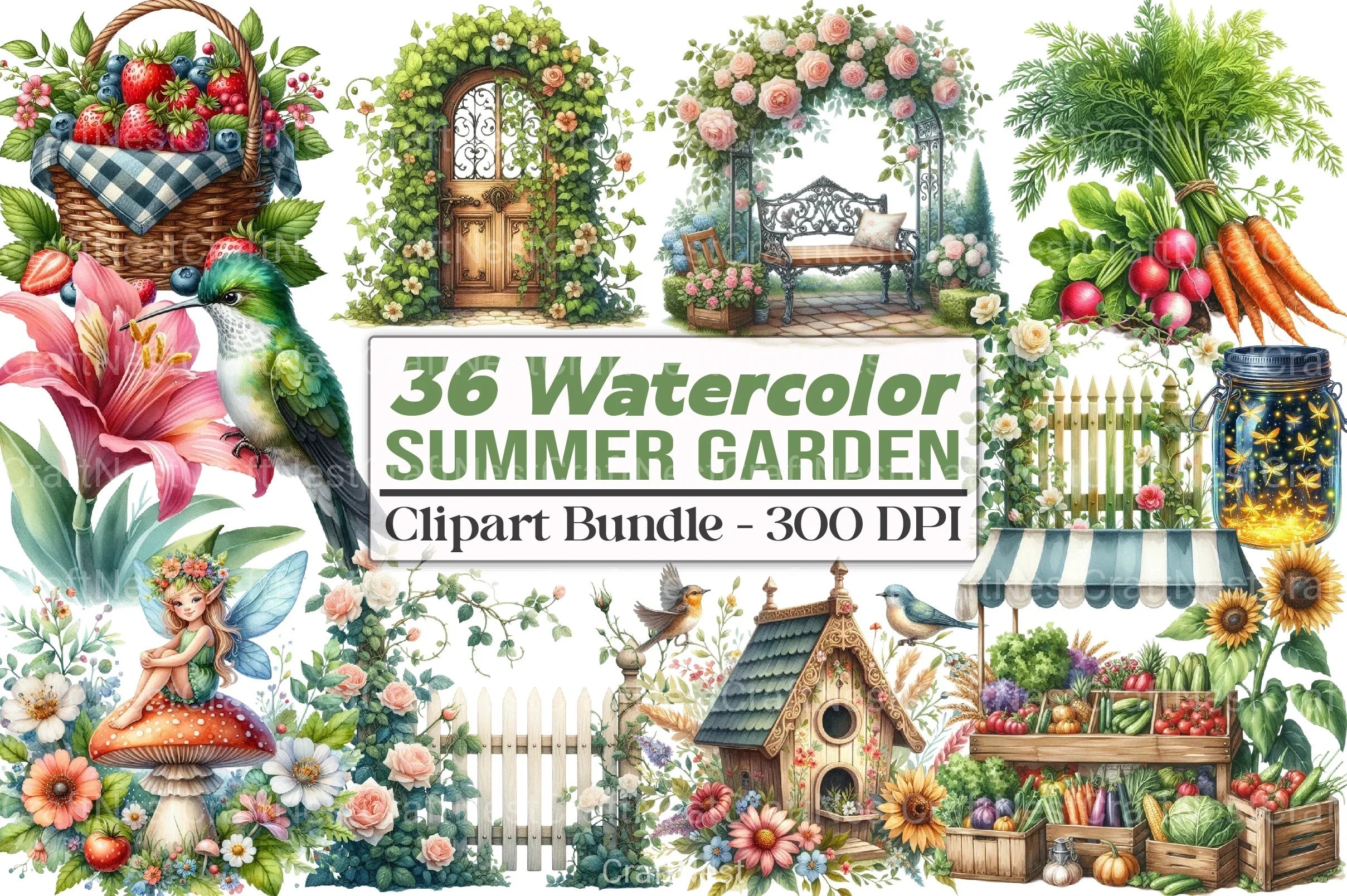 Summer Garden Clipart Bundle