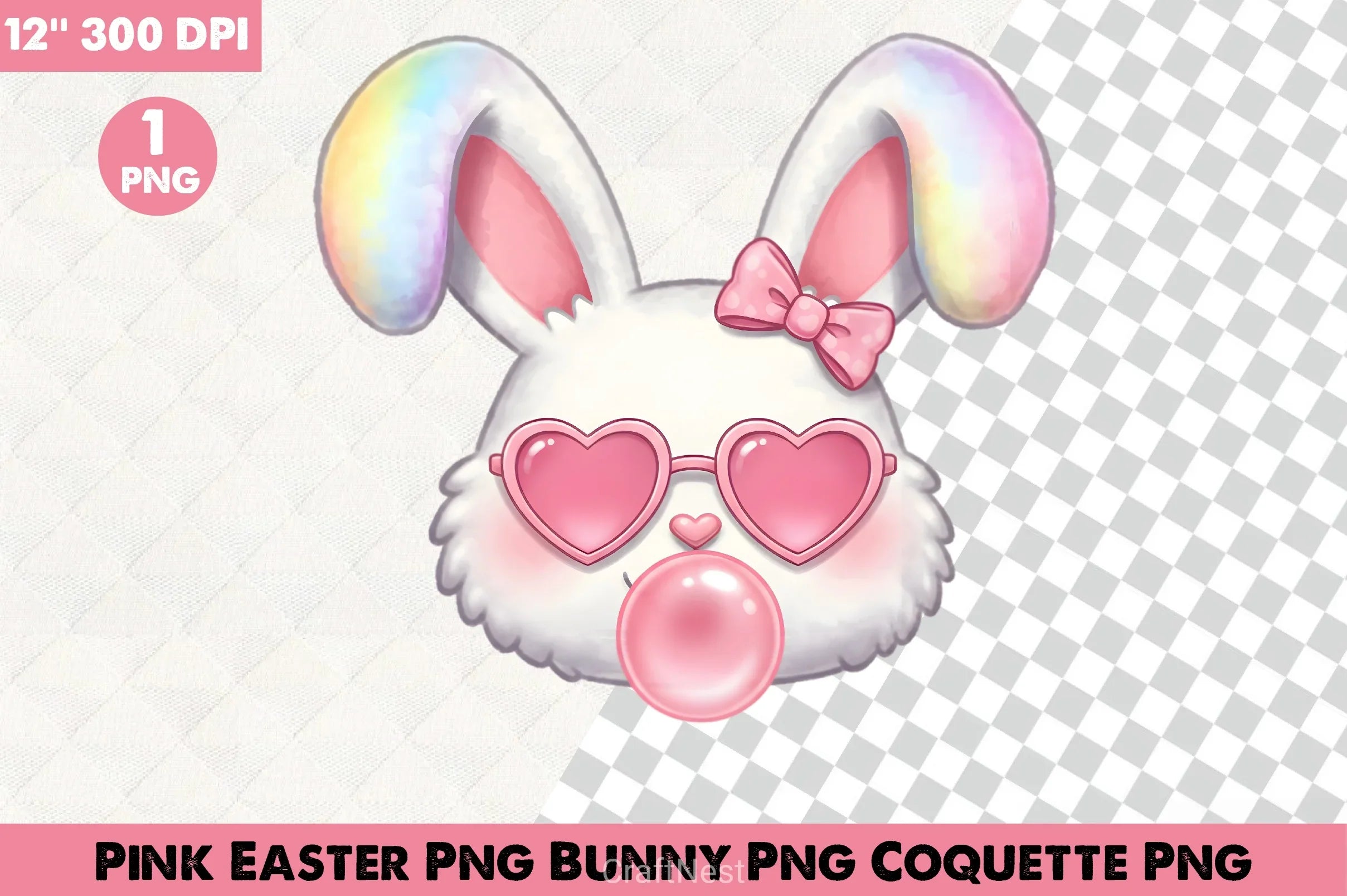 Pink Easter Bunny Clipart Bundle