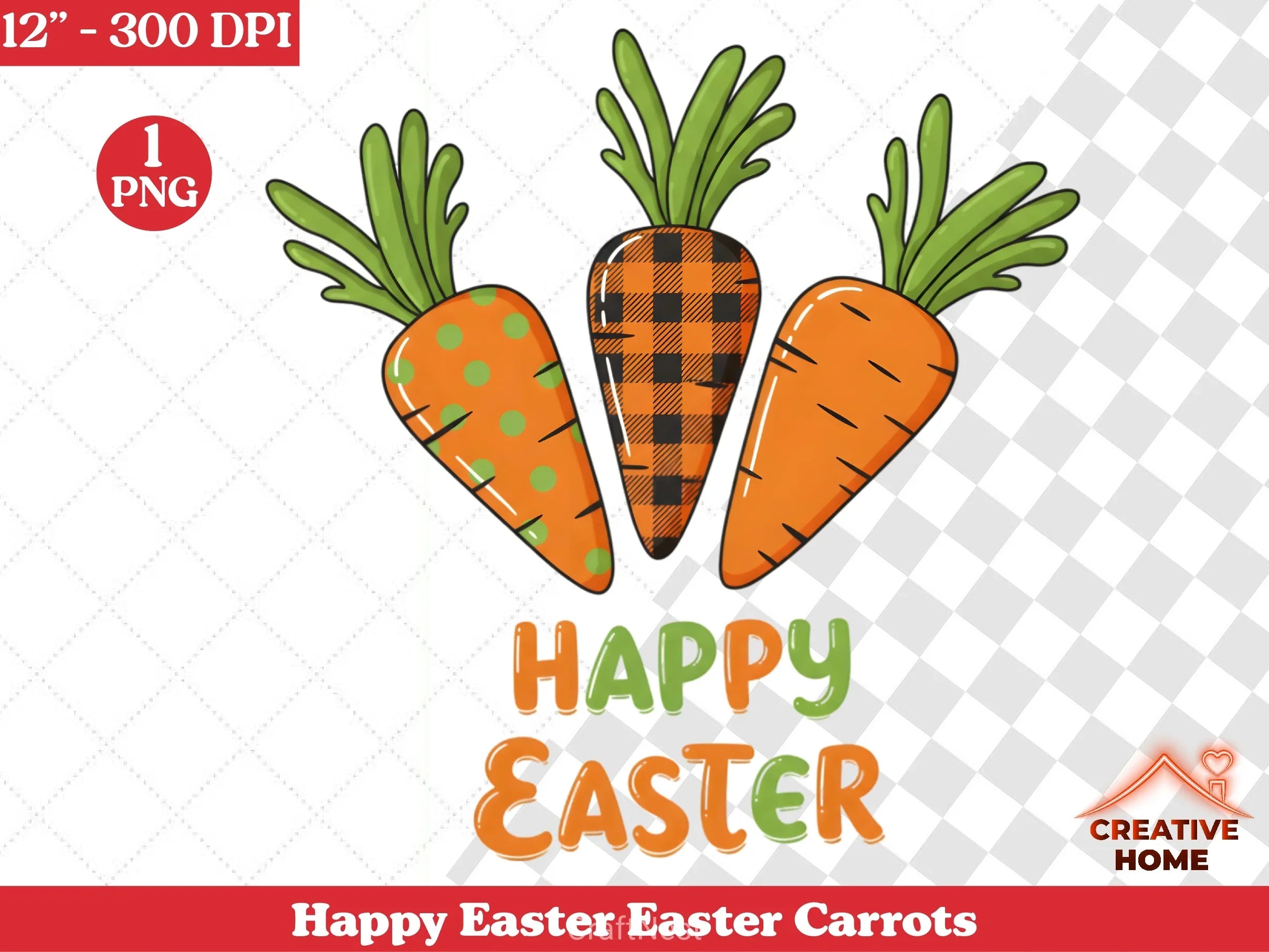 Happy Easter Carrots Clipart Bundle