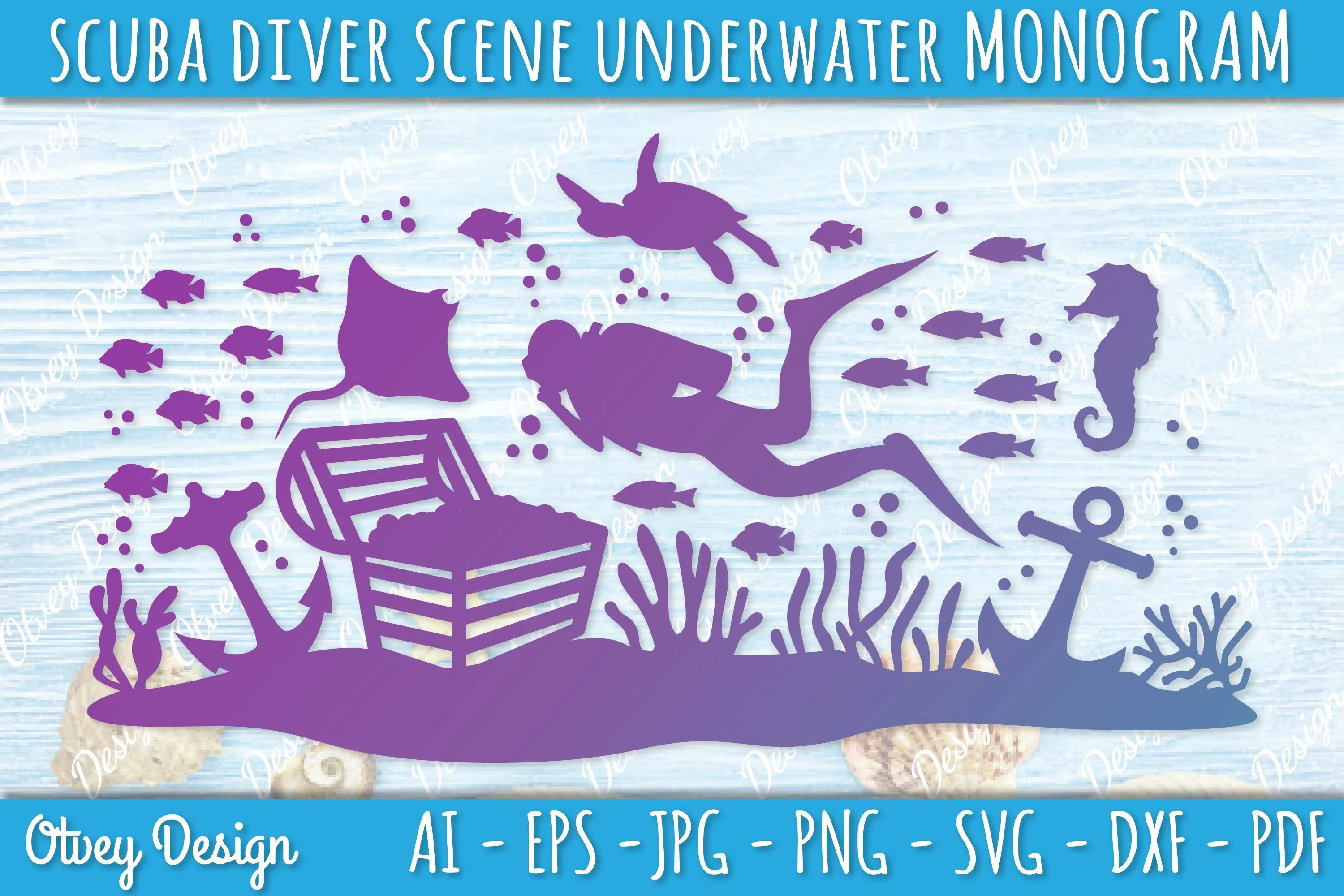 Scuba Diver Monogram SVG Bundle