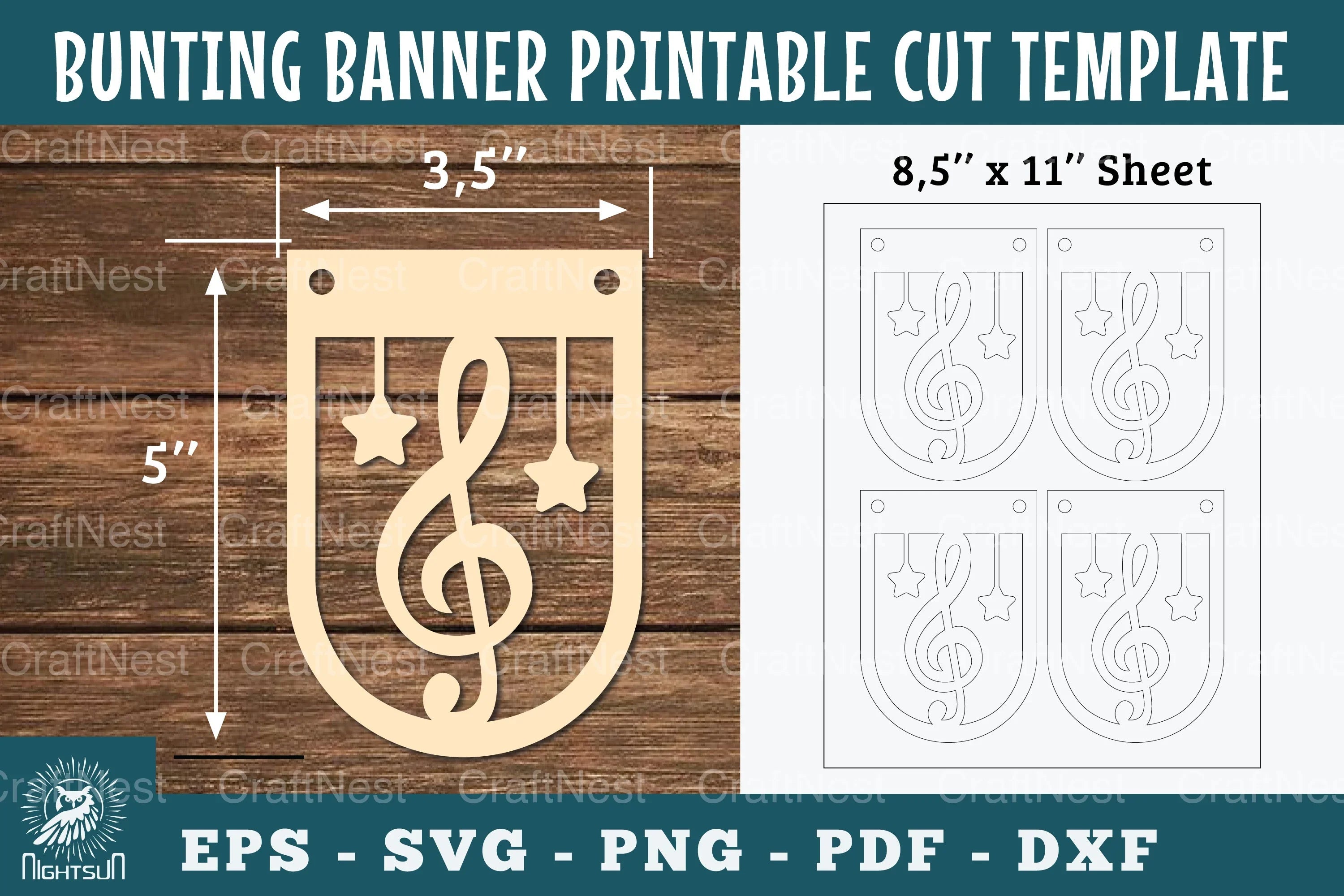 Music Notes Bunting Banner Printable Clipart
