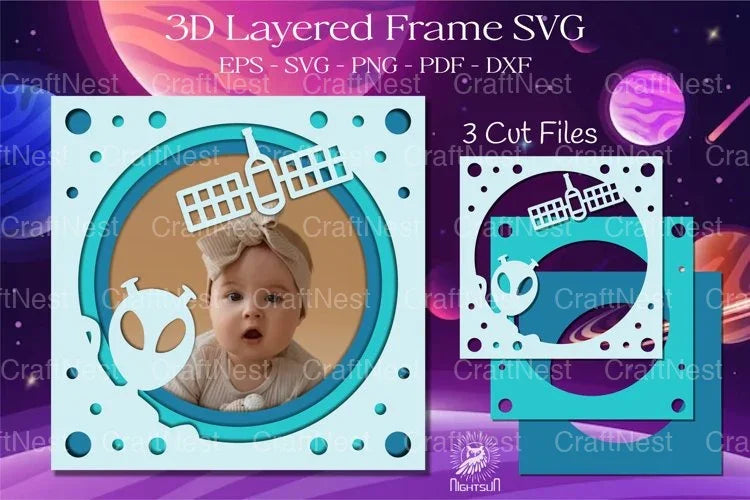 Outer Space Layered Frame Clipart Bundle