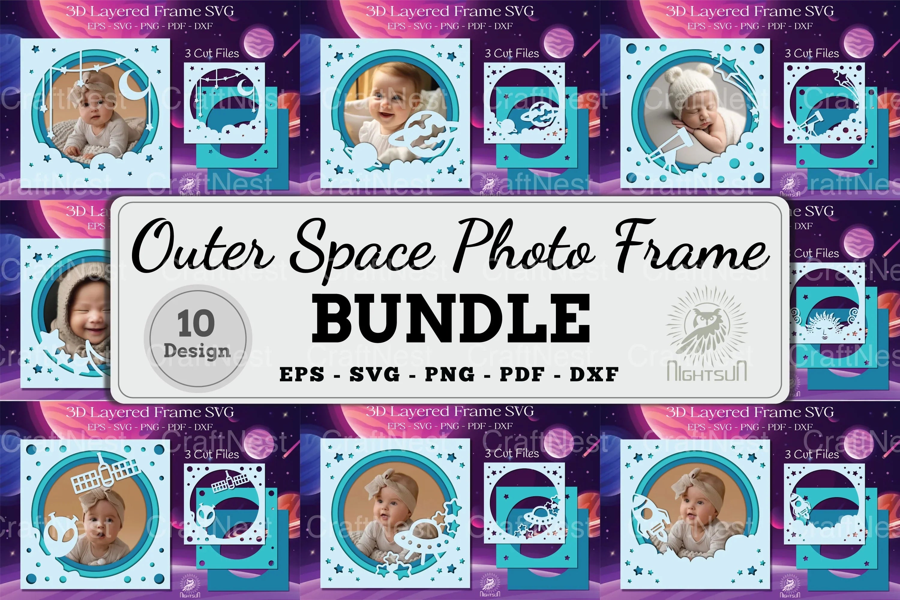 Outer Space Photo Frame Clipart Bundle