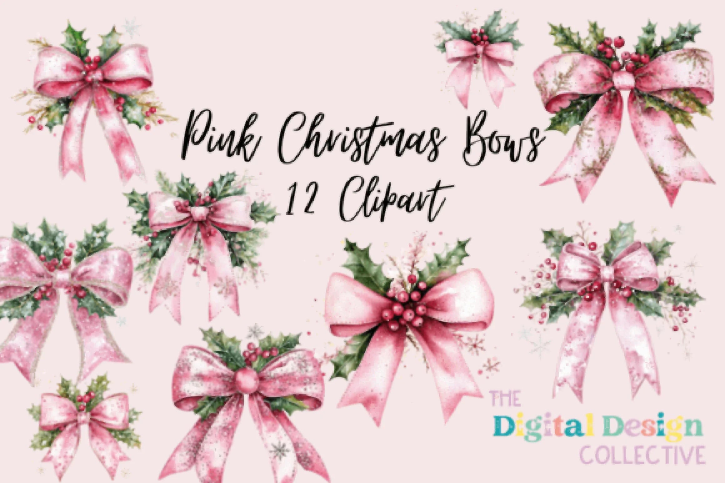 Christmas Bows Clipart Bundle