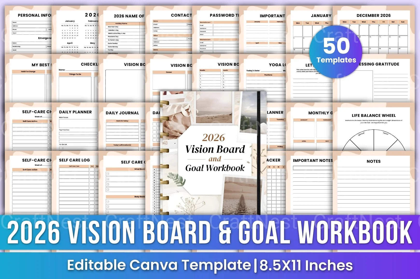 Vision Board Goal Workbook for Success
