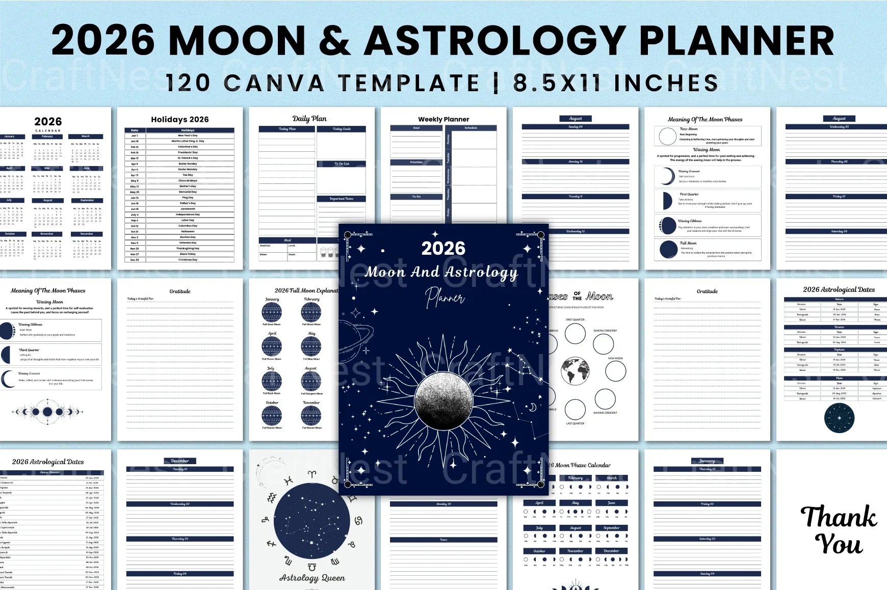 Moon Astrology Planner Canva Template