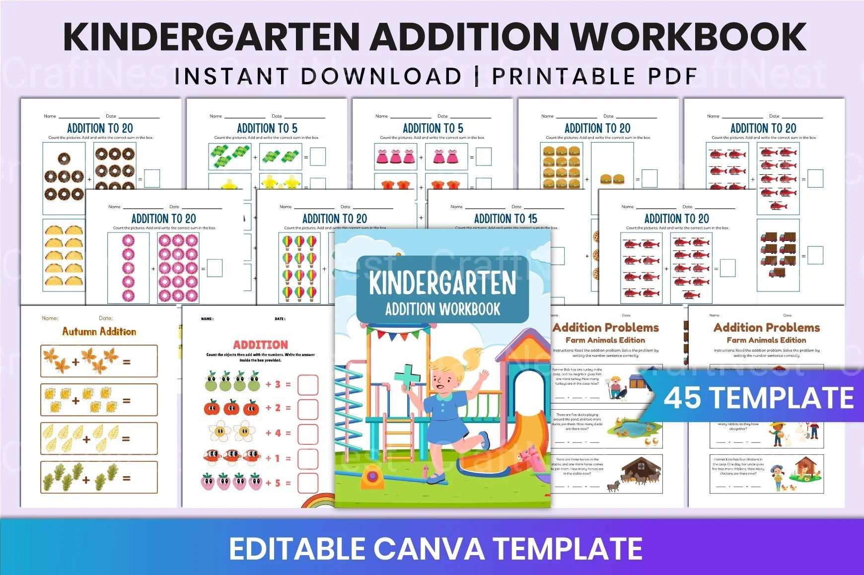 Kindergarten Addition Workbook for Early Math Skills