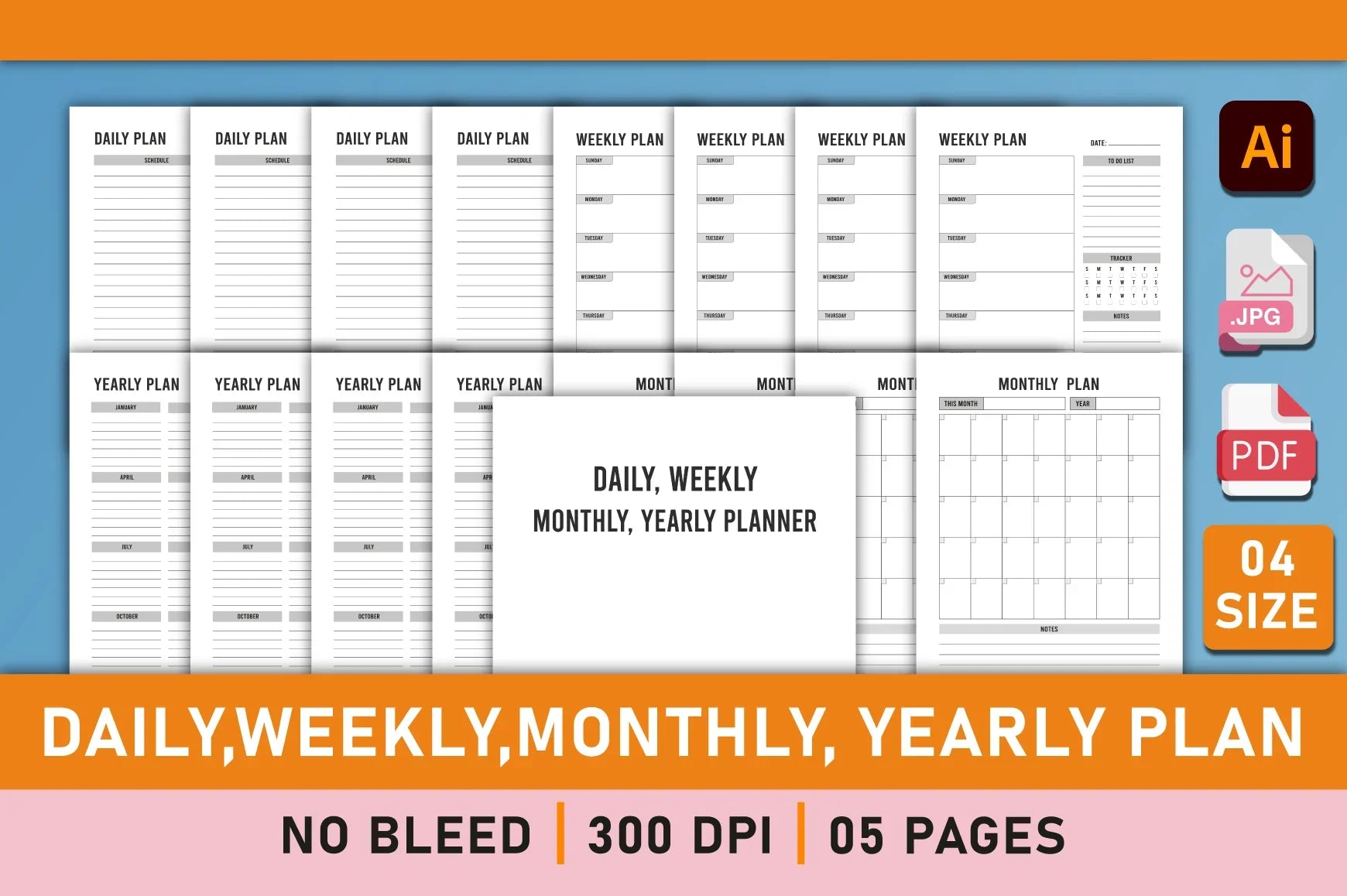 Daily Weekly Monthly Yearly Planner Bundle