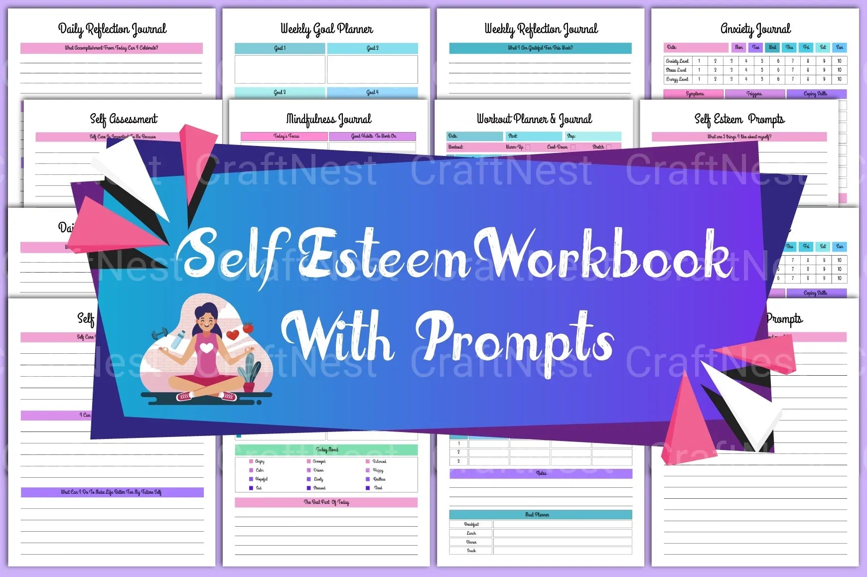 Self Esteem Workbook with Prompts for Personal Growth
