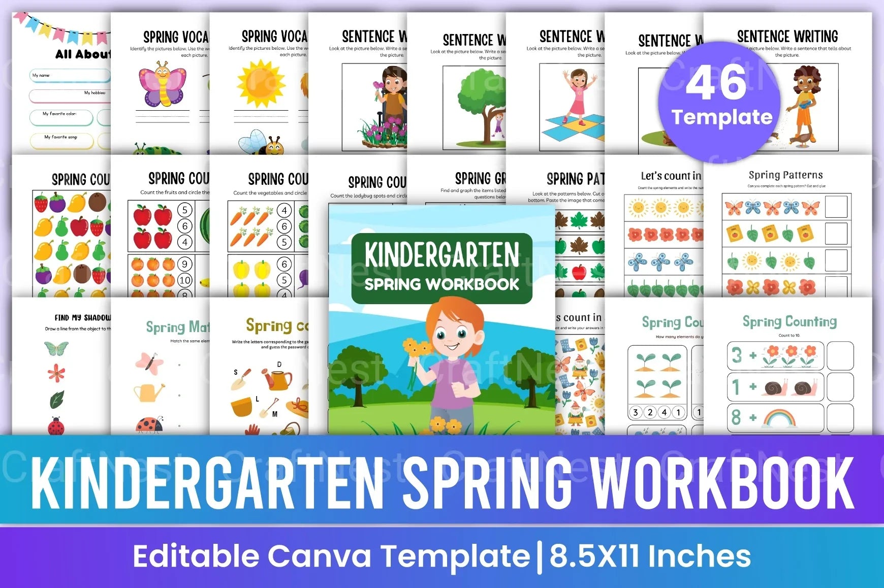Kindergarten Spring Workbook for Early Learning