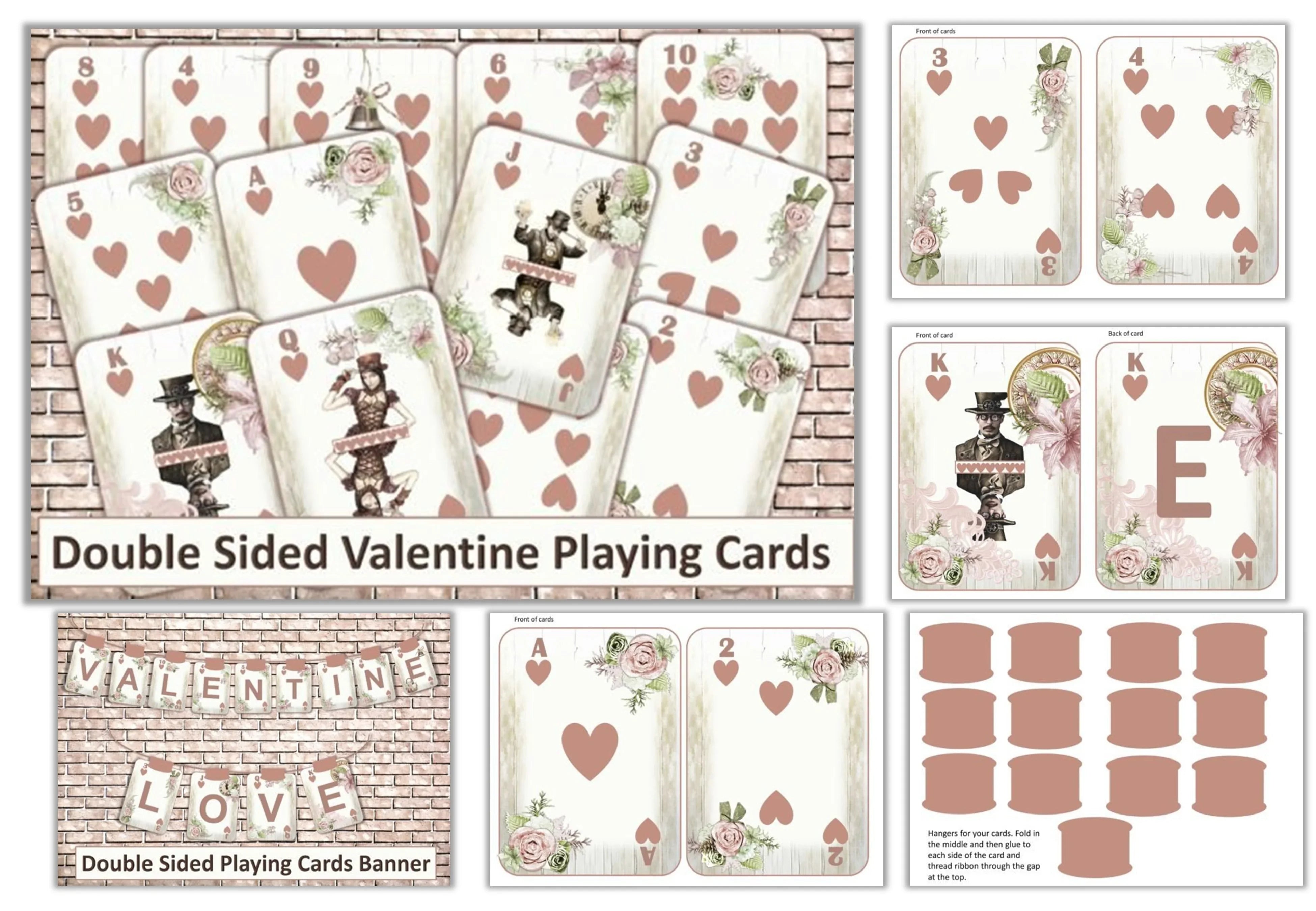 Valentine's Double-Sided Playing Cards Clipart Bundle