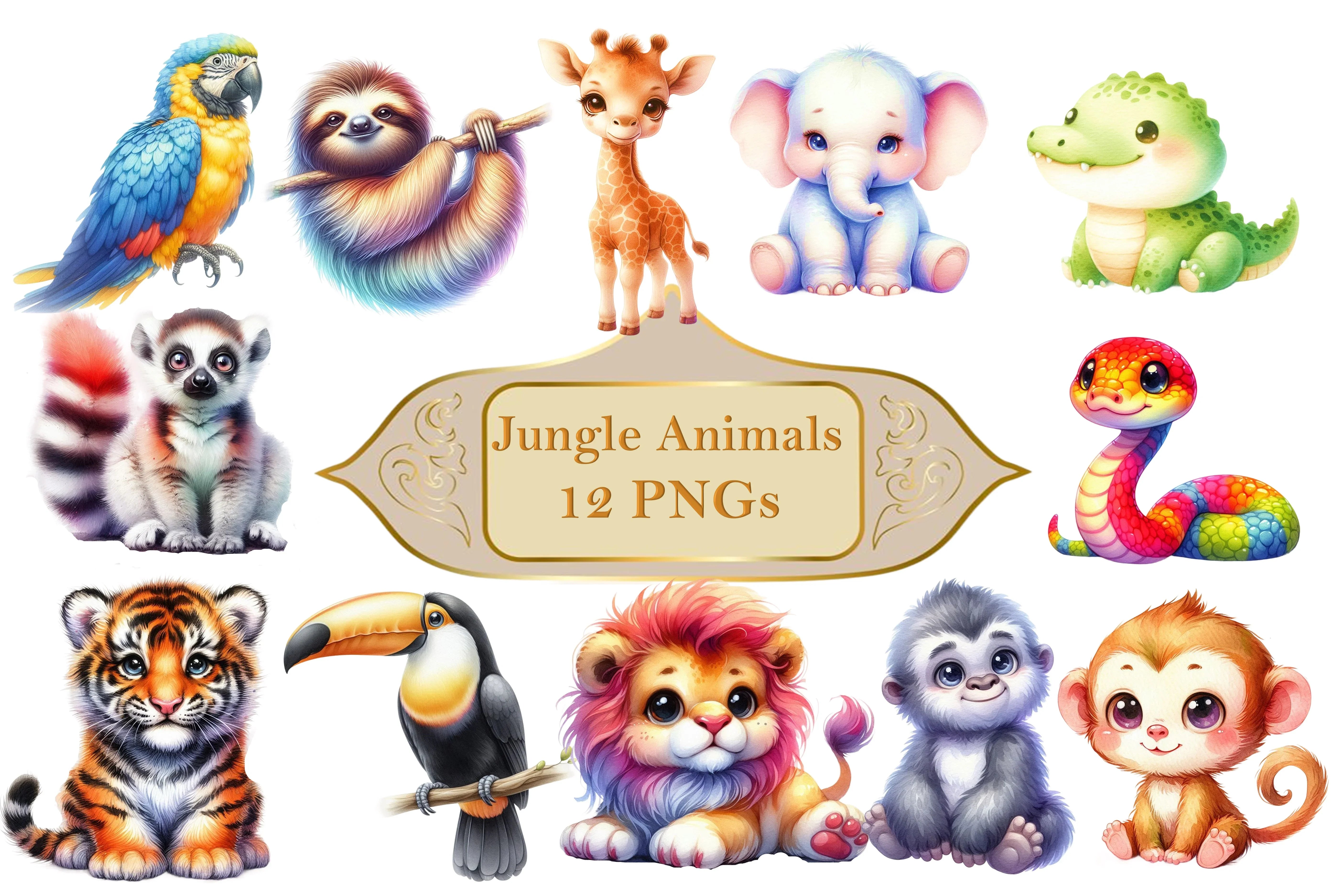 Jungle Animals Clipart Bundle