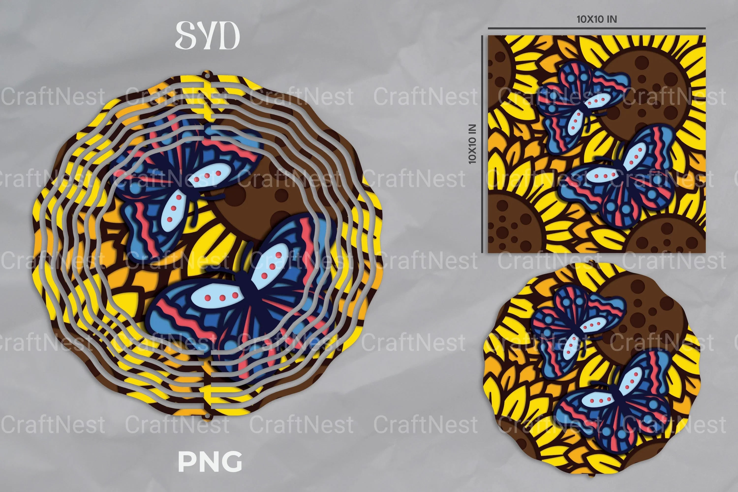 Sunflower Butterfly Wind Spinner Clipart Bundle