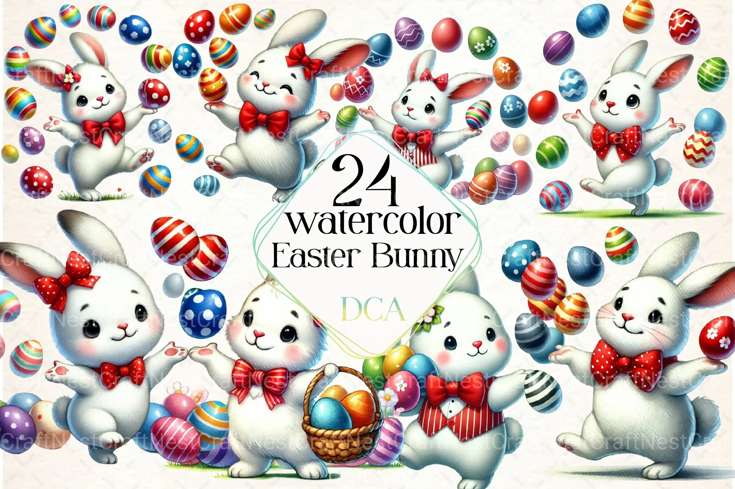 Easter Cute Bunny Clipart Bundle