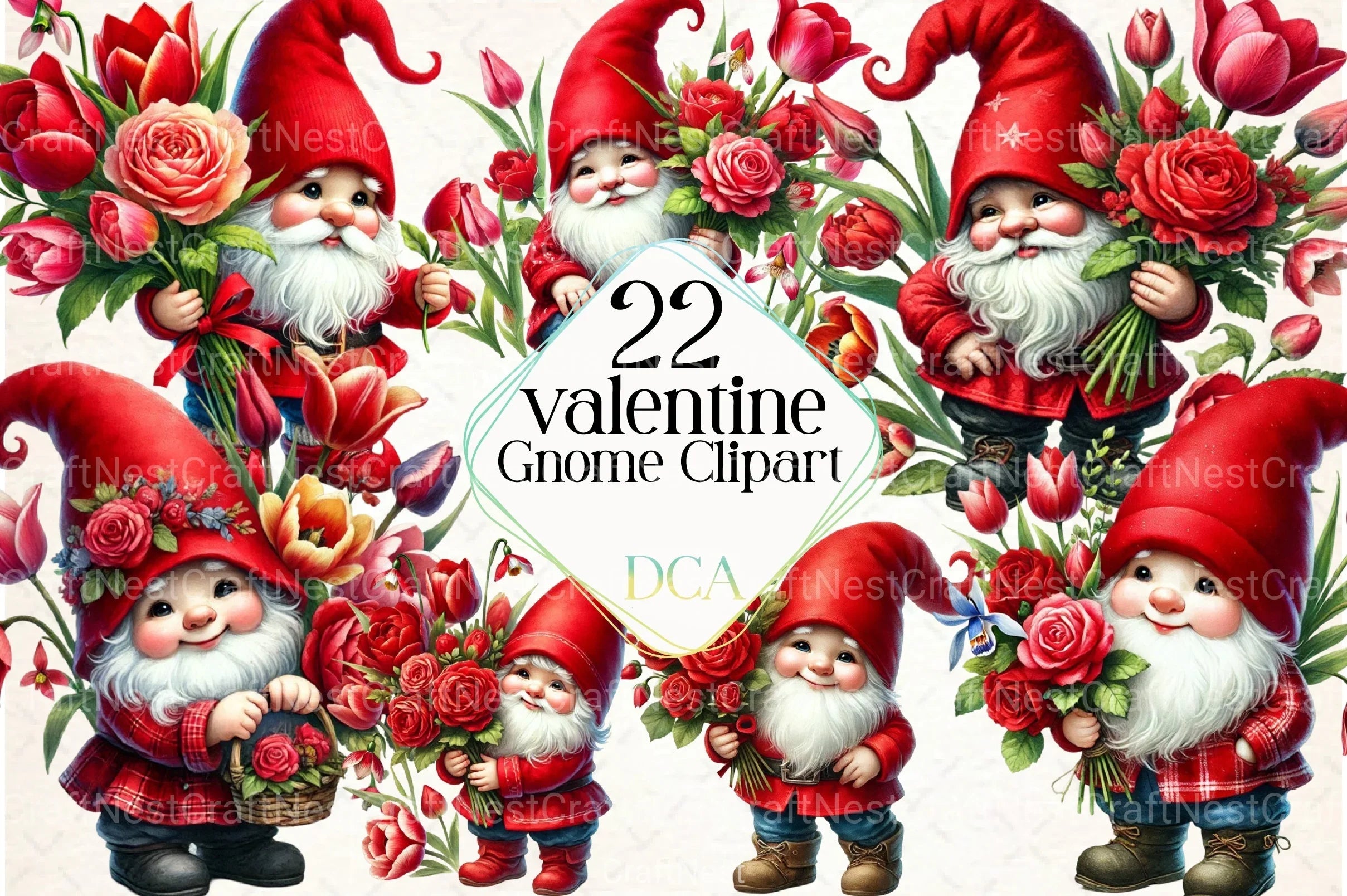 Valentine Gnome Clipart Bundle