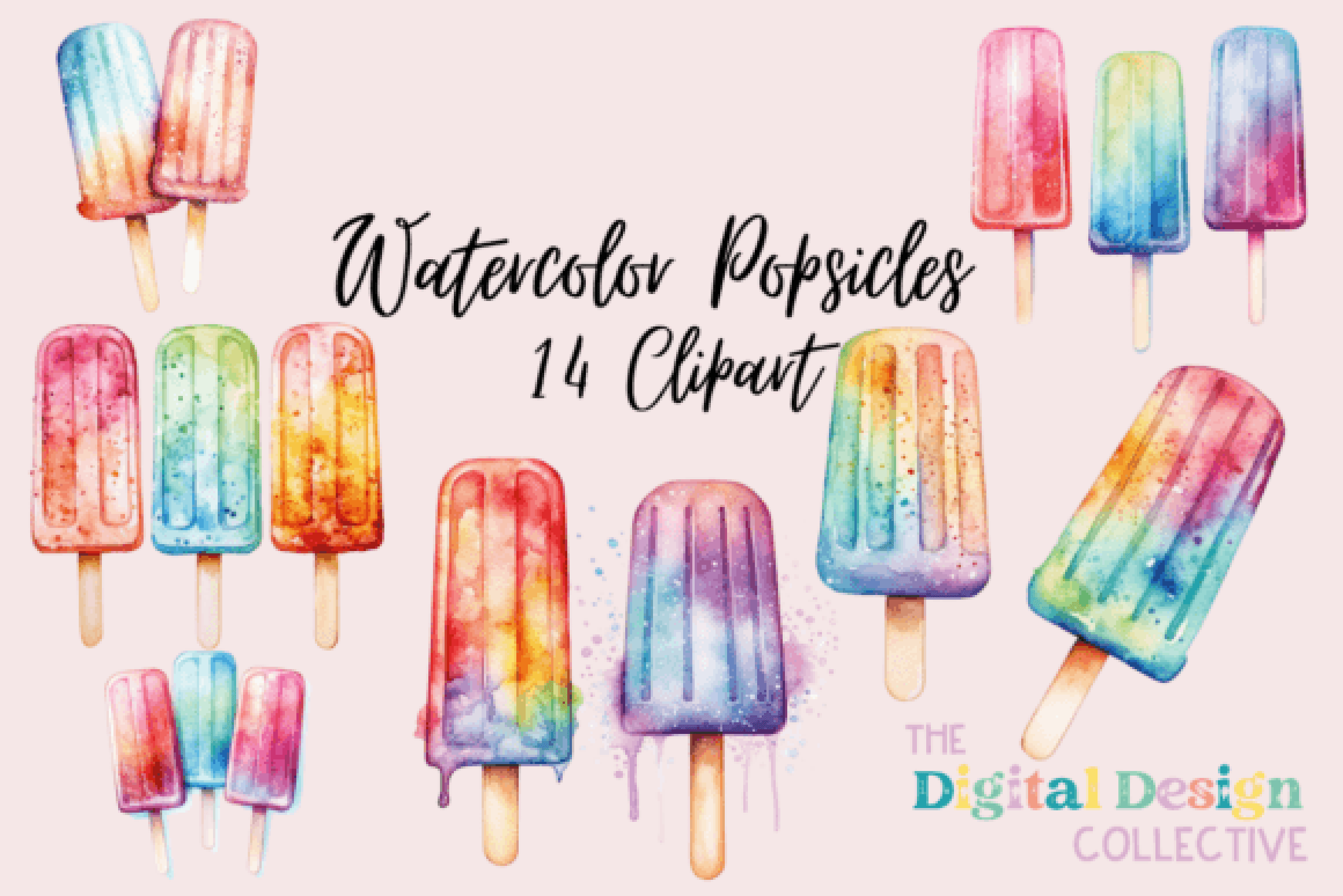 Vibrant Rainbow Popsicle Clipart Bundle