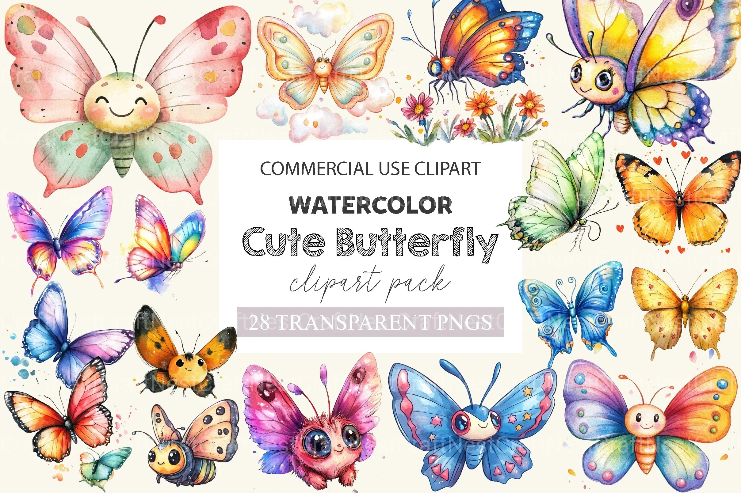 Cute Butterfly Clipart Bundle