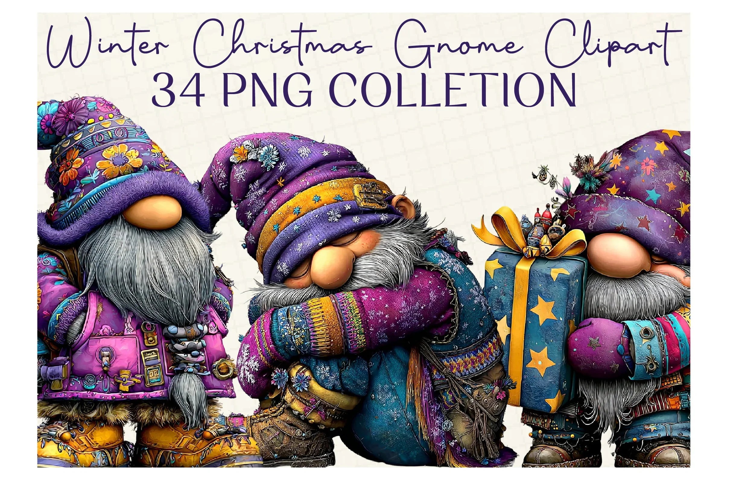 Winter Christmas Gnome Clipart Bundle