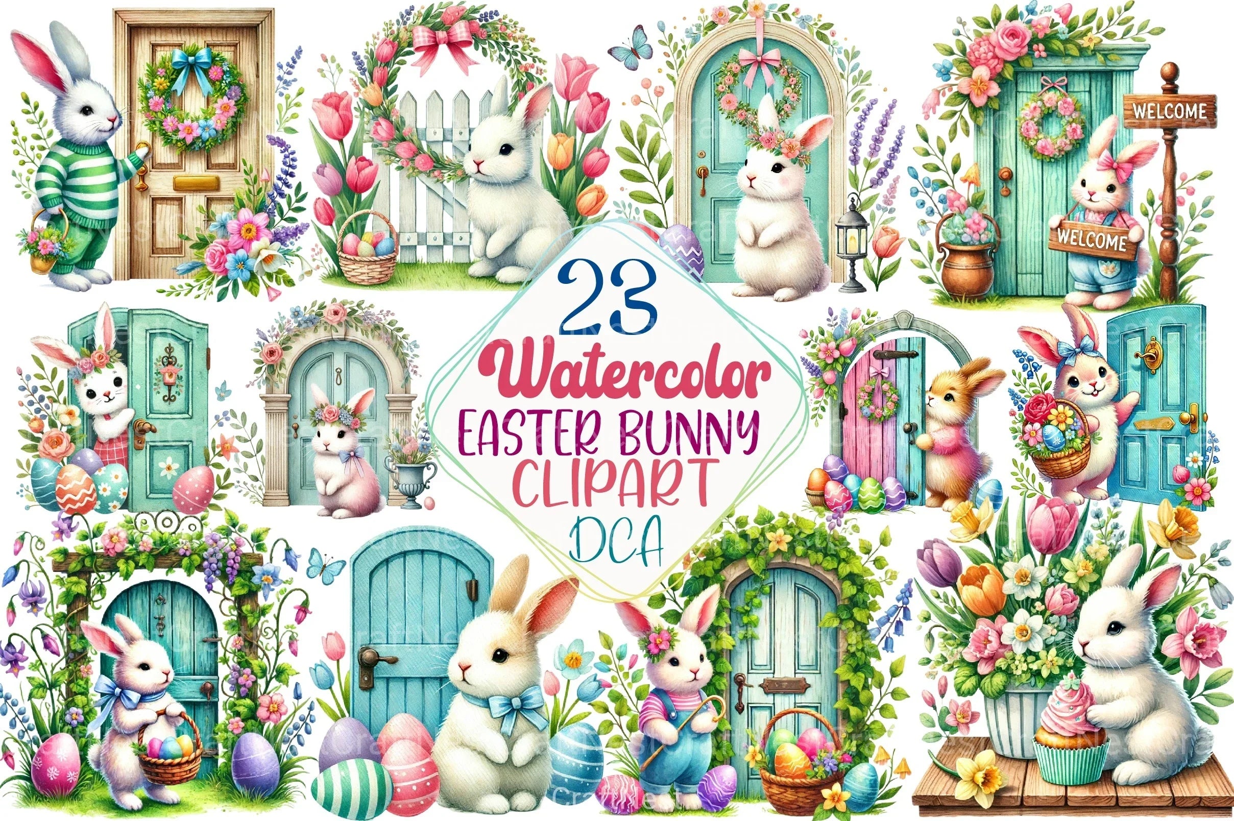 Easter Bunny Clipart Bundle