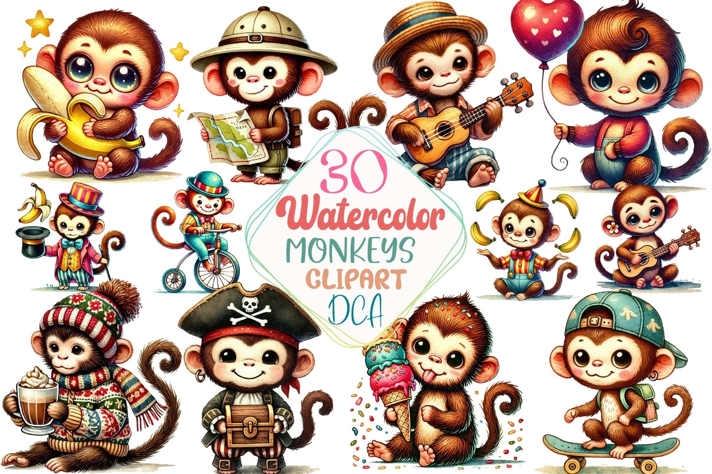 Monkey Clipart Bundle