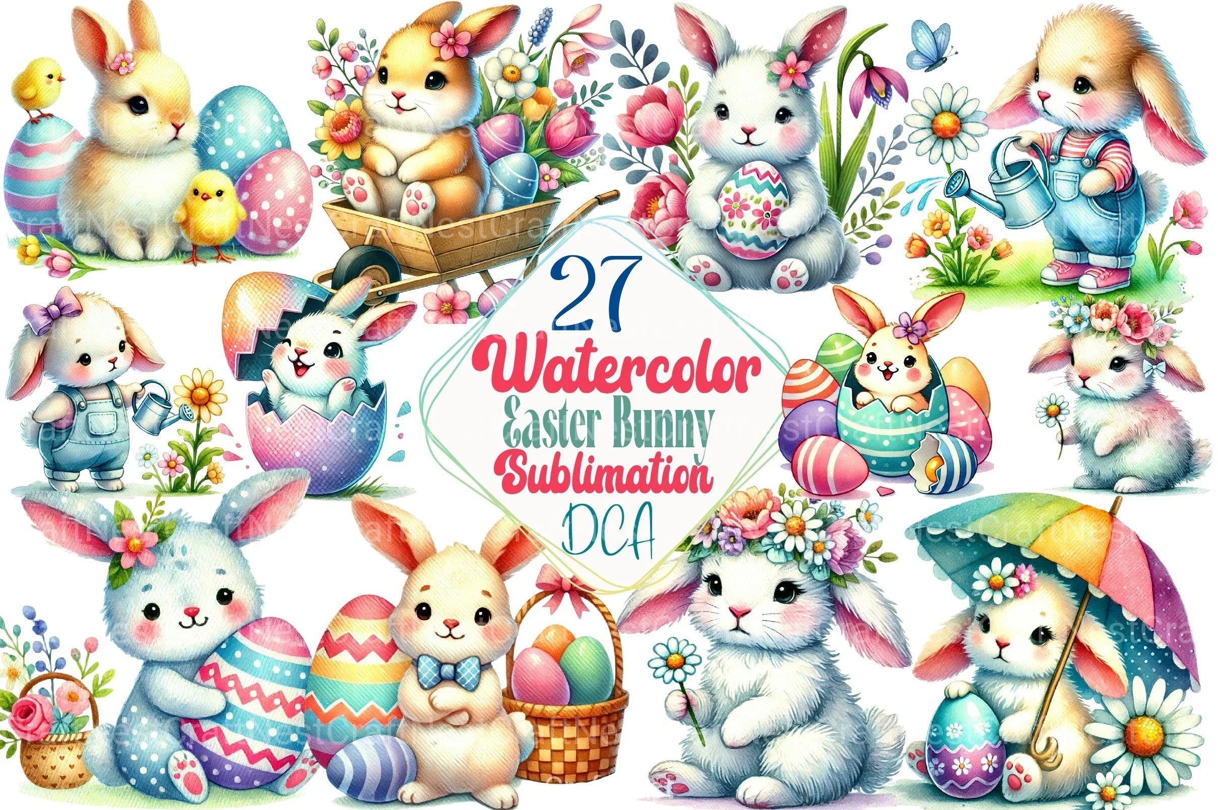 Easter Bunny Clipart Bundle