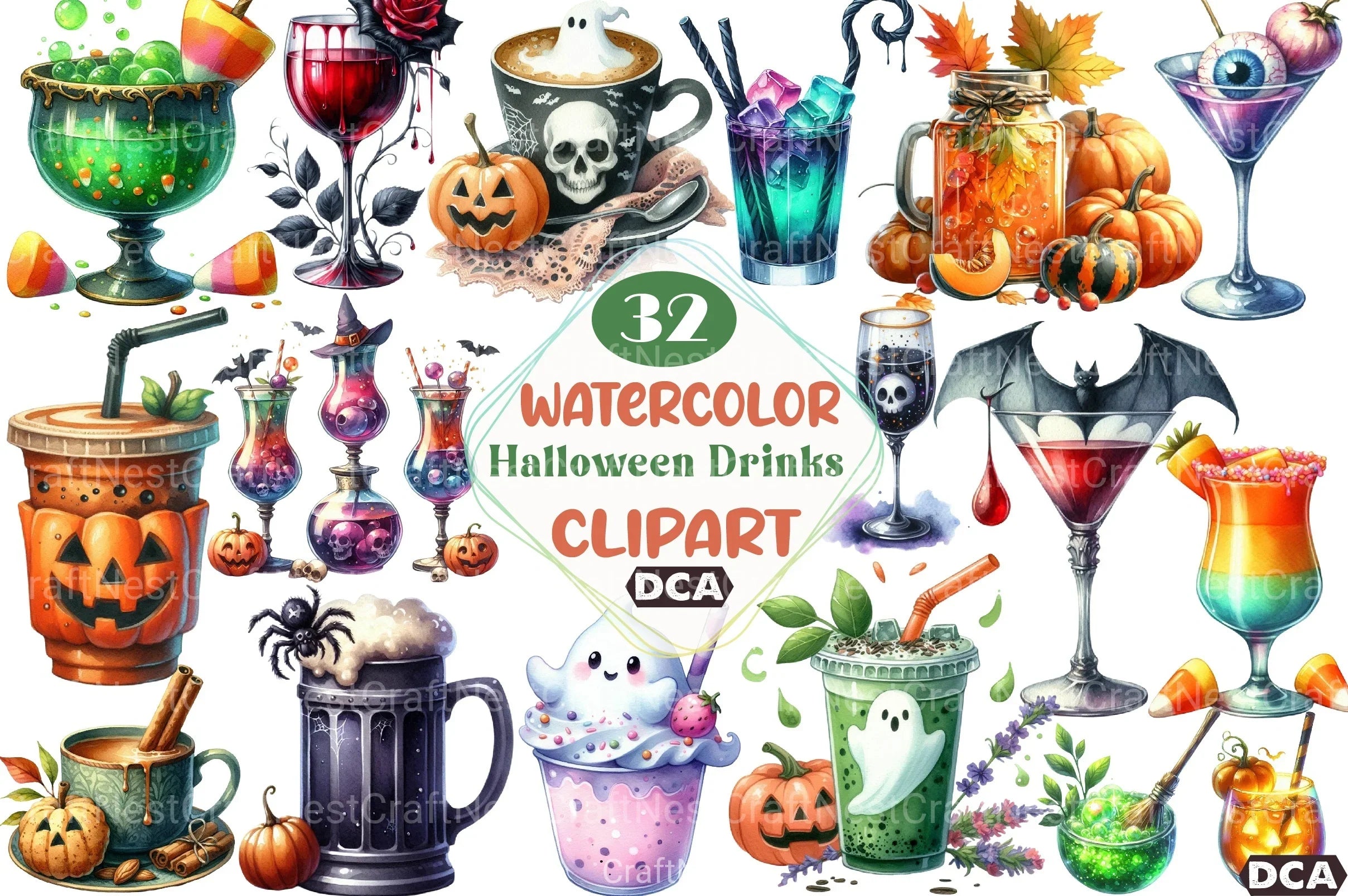 Halloween Drinks Clipart Bundle