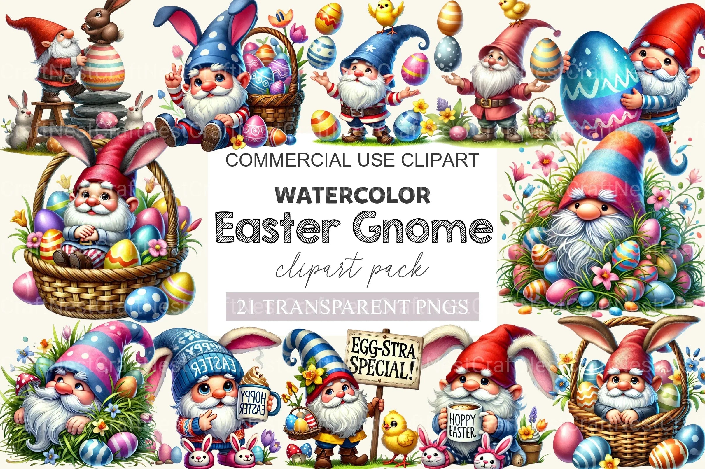 Easter Gnome Clipart Bundle