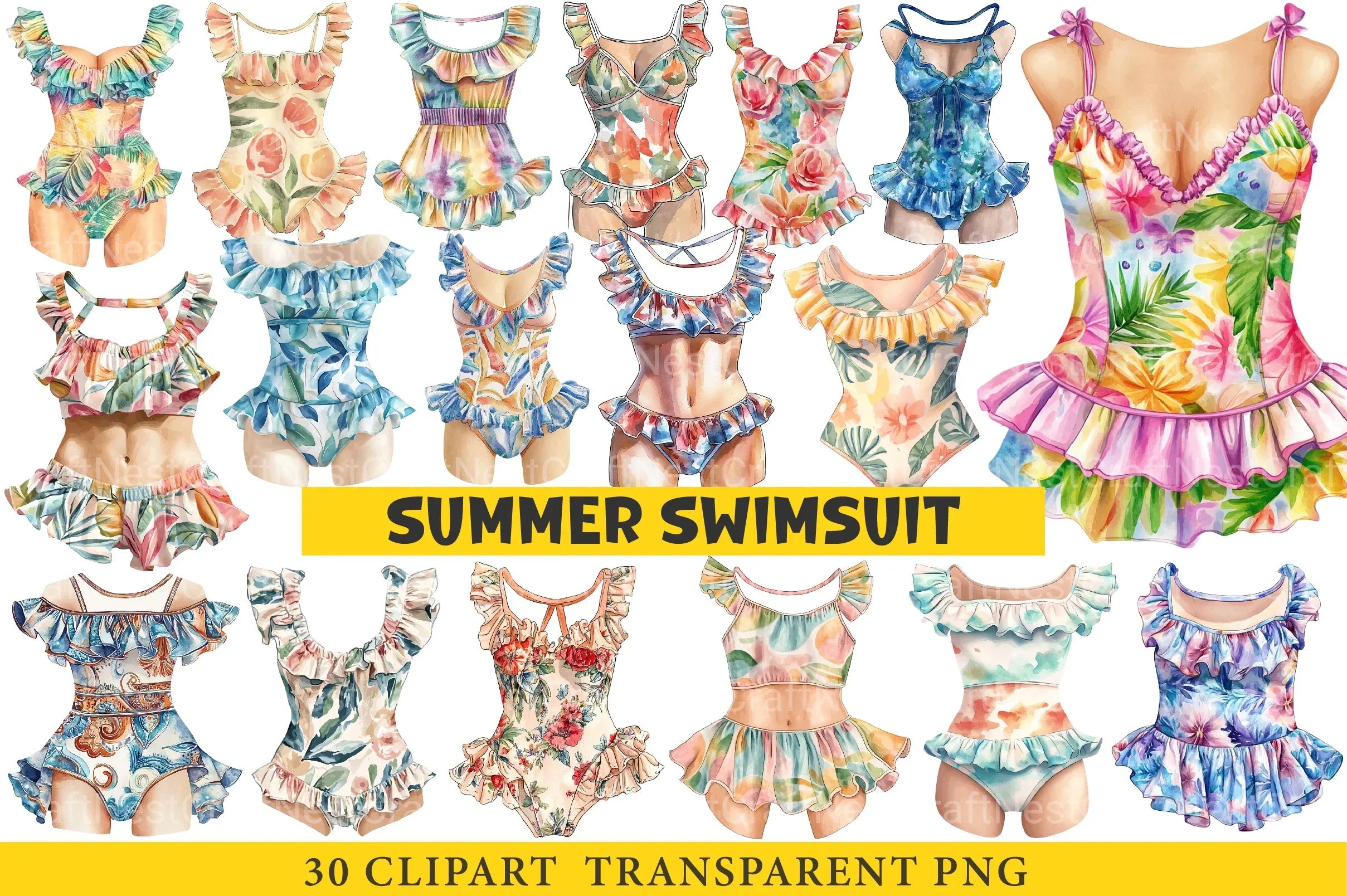 Summer Swimsuit Clipart Bundle