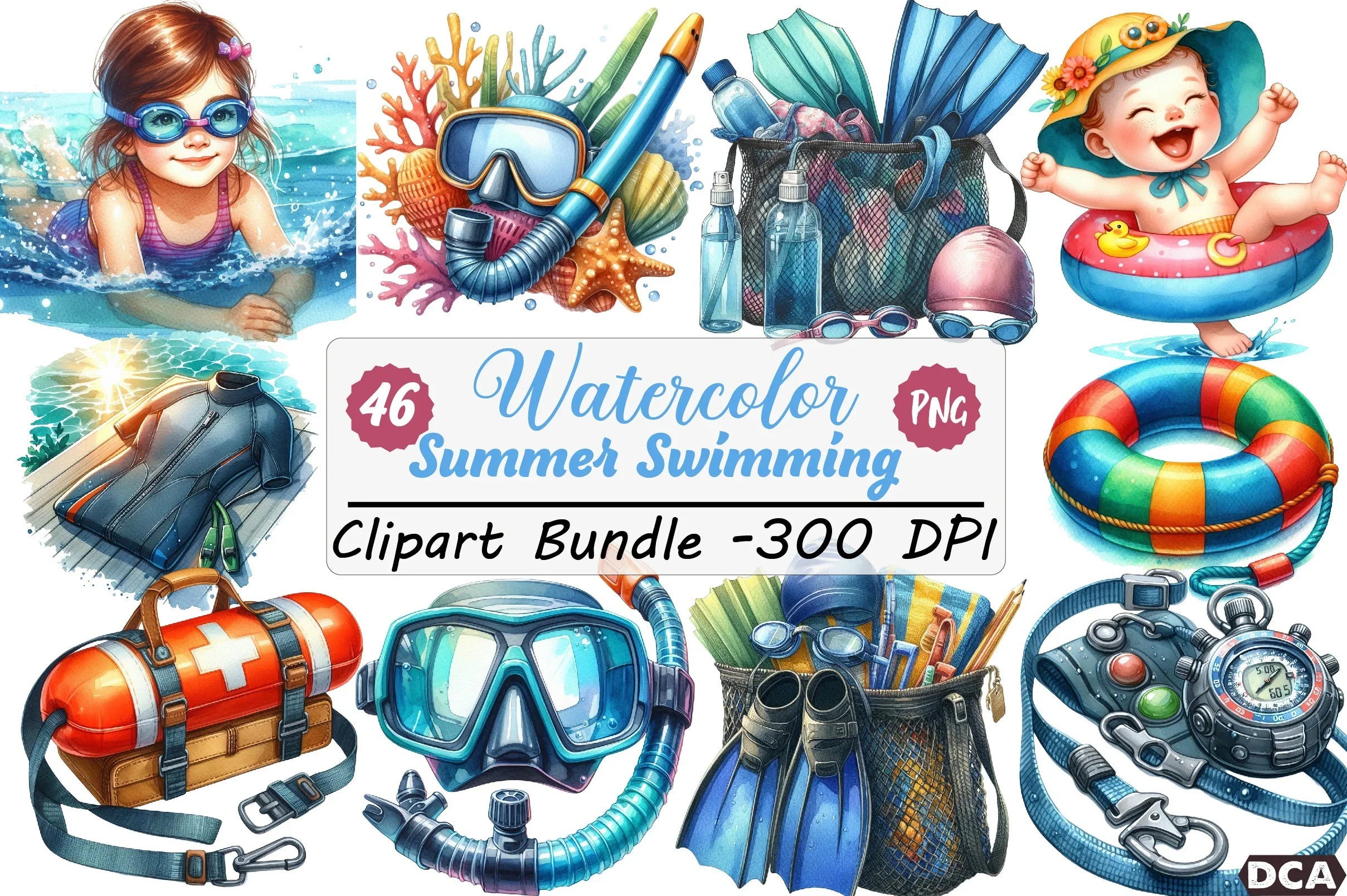 Summer Swimming Clipart Bundle