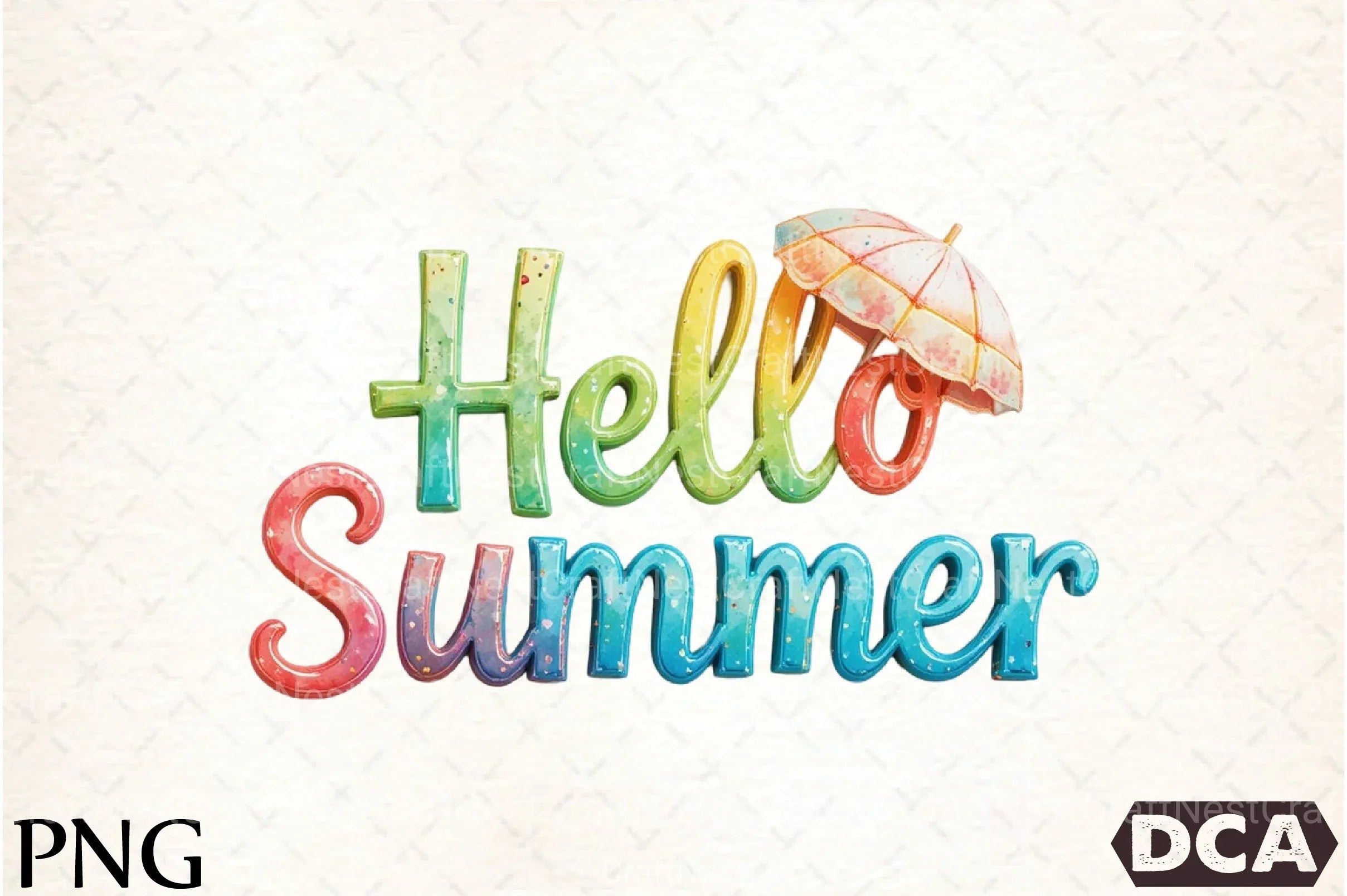 Watercolor Hello Summer Clipart Bundle