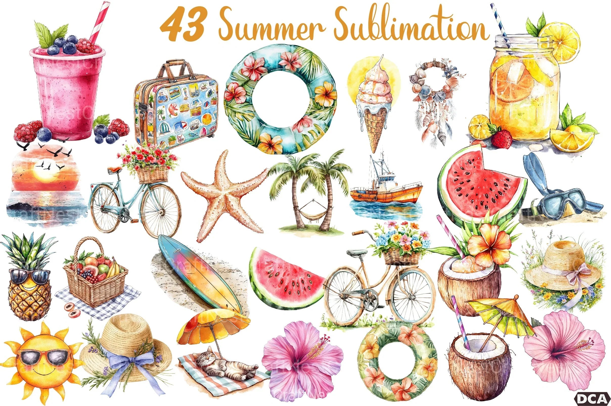 Hand Drawn Summer Clipart Bundle