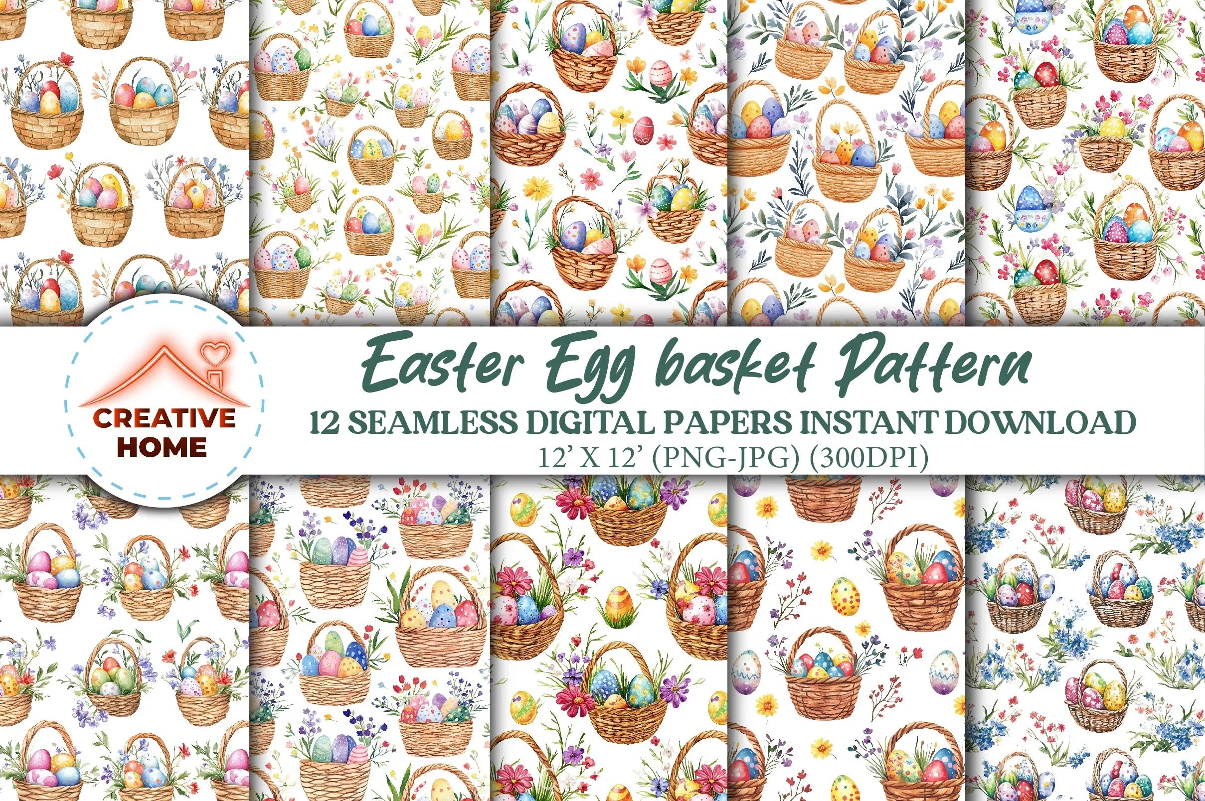 Easter Egg Basket Clipart Bundle