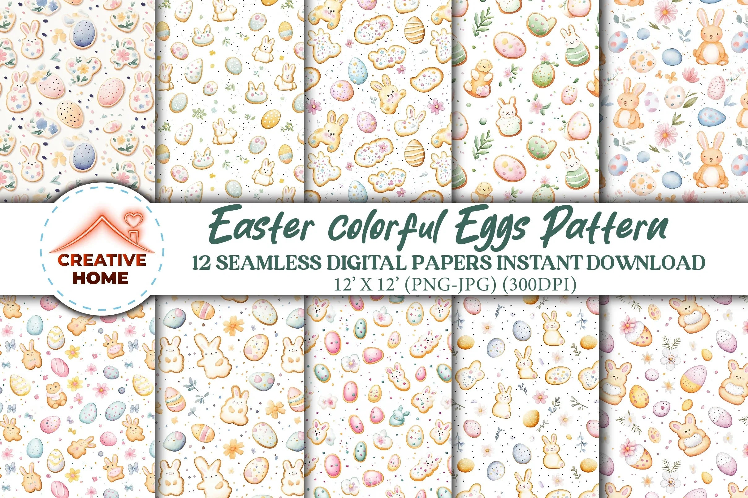 Easter Colorful Eggs Clipart Bundle
