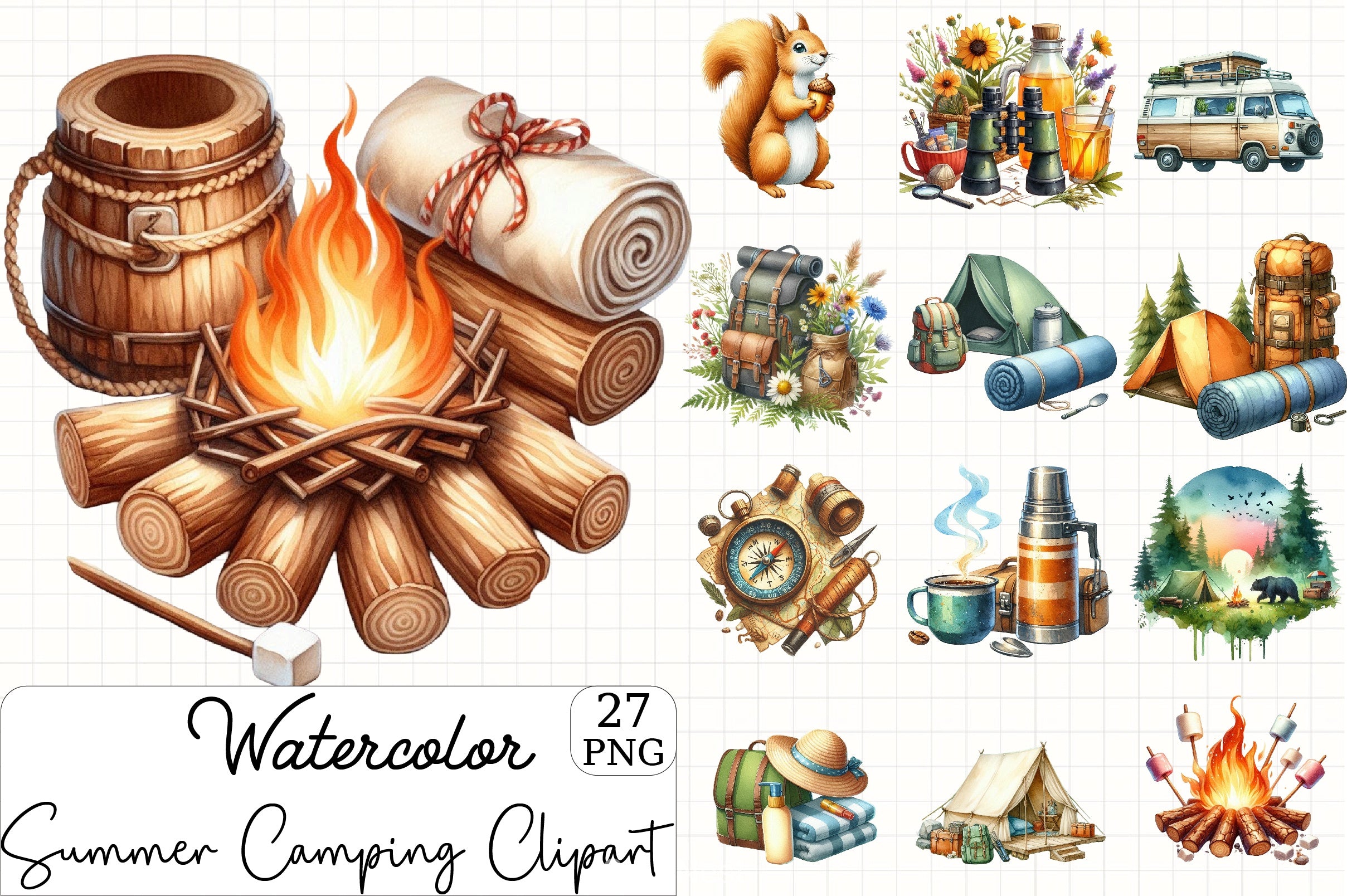 Summer Camping Clipart Bundle 4