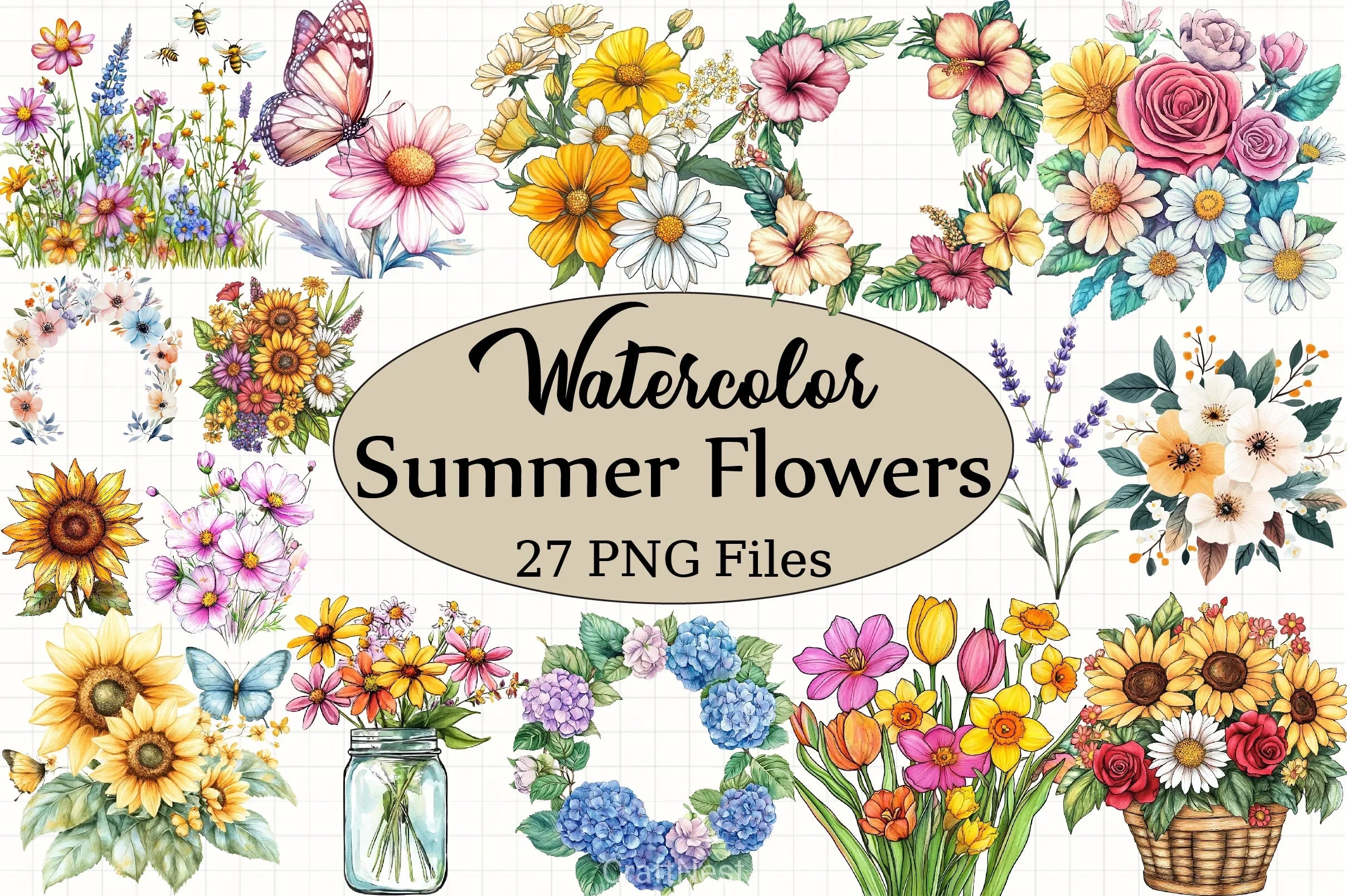 Summer Flowers Clipart Bundle