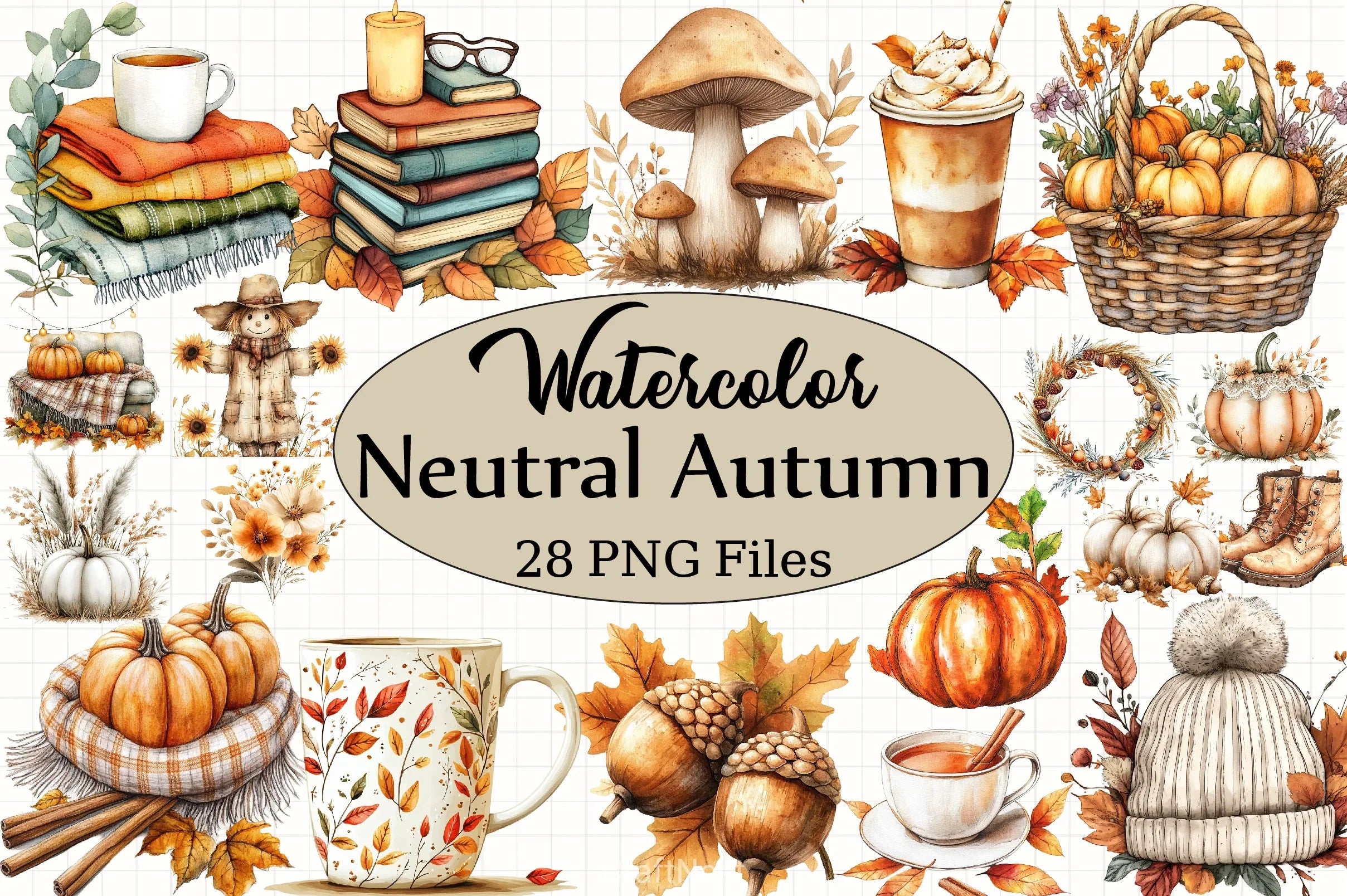 Neutral Autumn Clipart Bundle