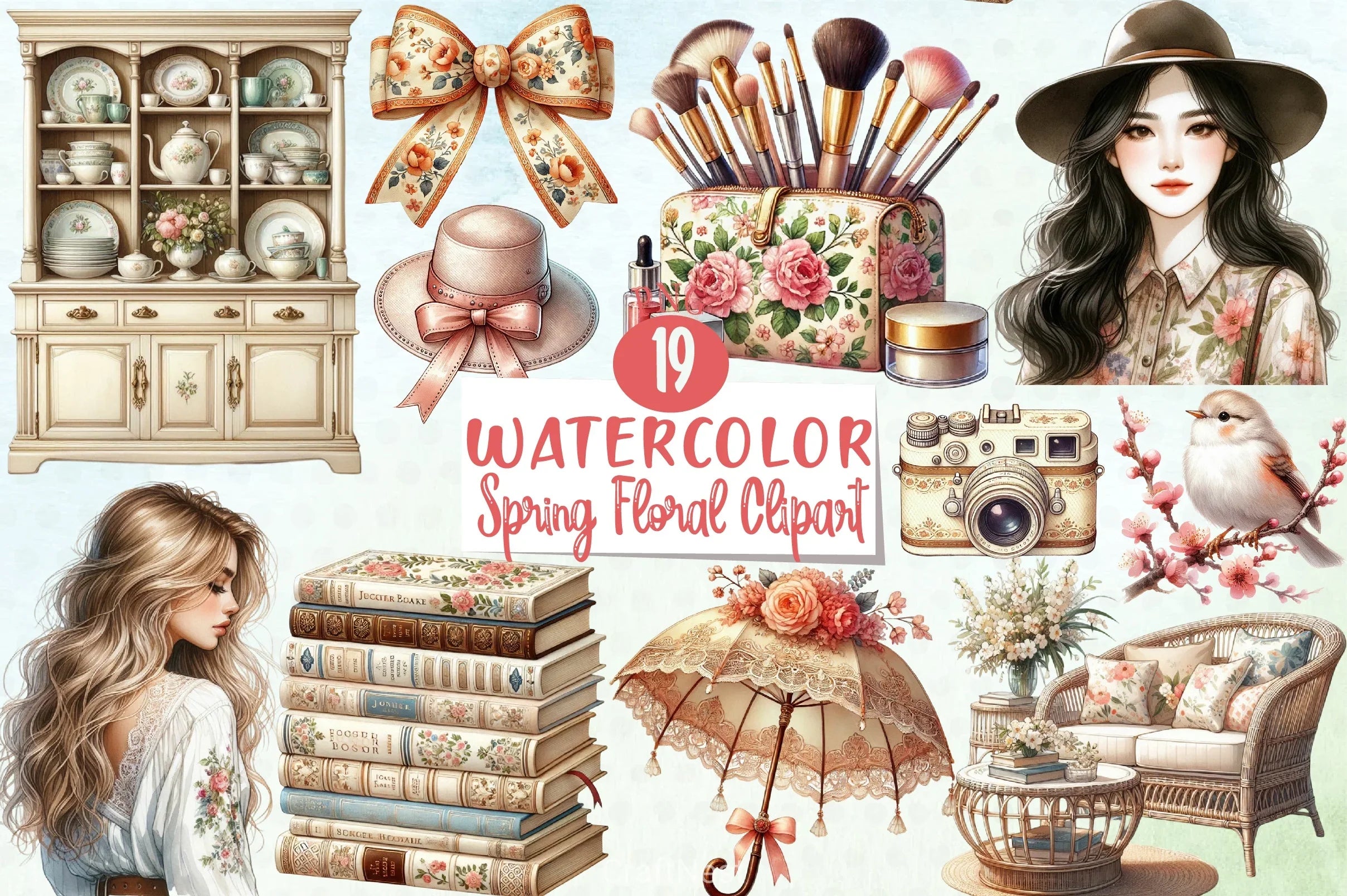 Spring Floral Clipart Bundle