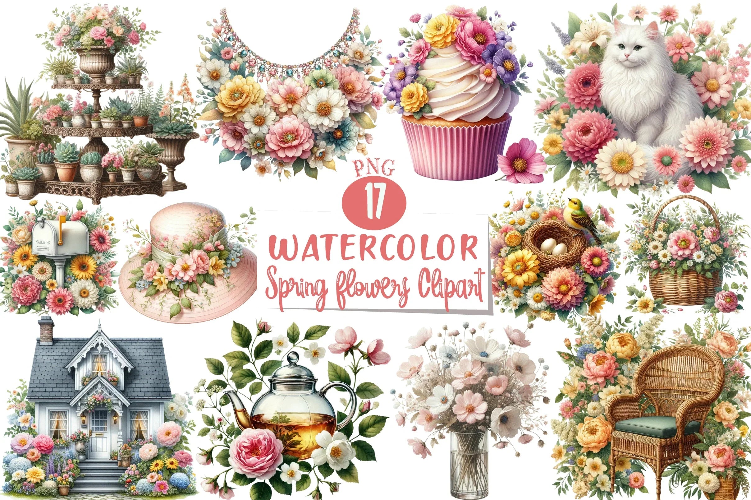Spring Flowers Clipart Bundle